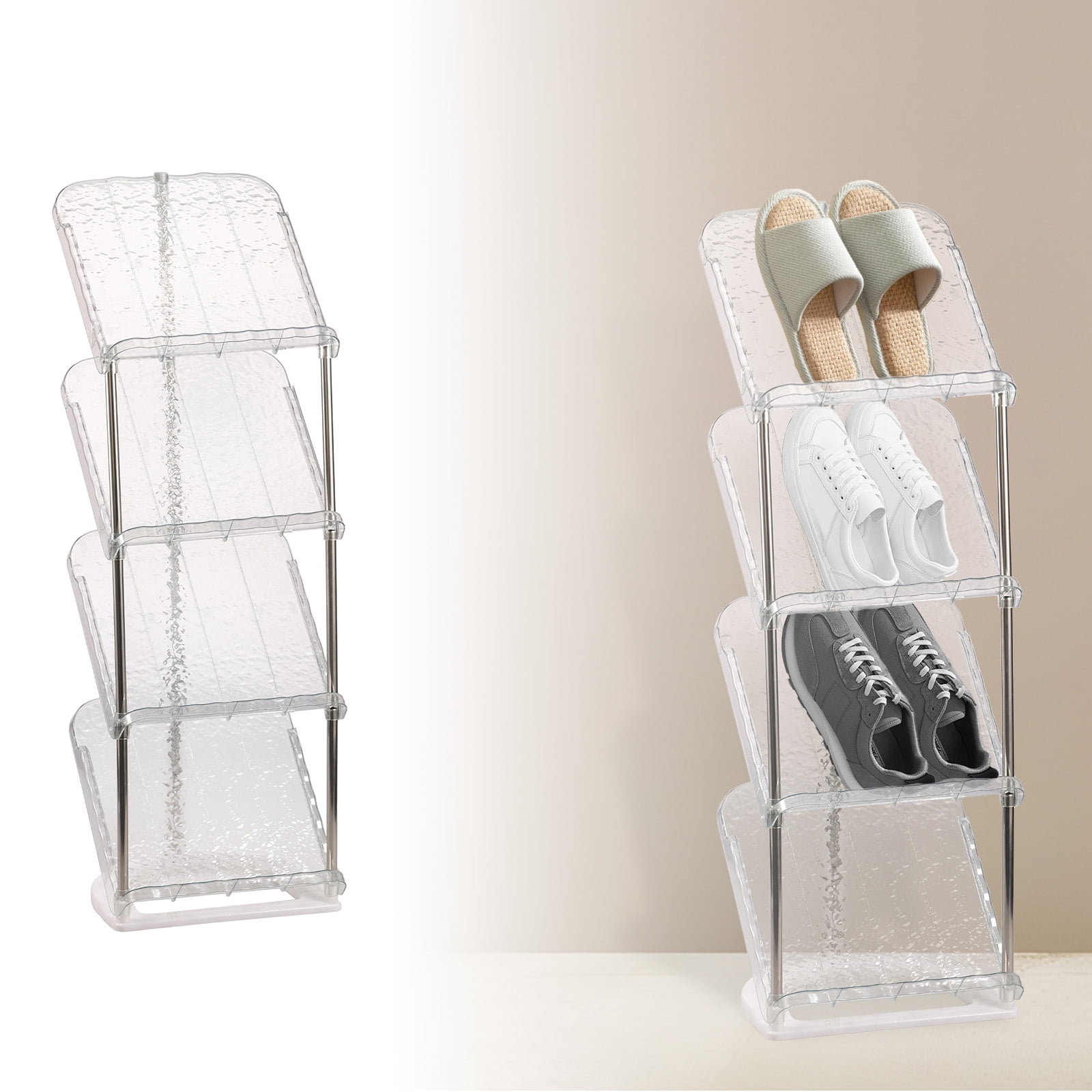 NUAHRHY 4 or 5 Layers Sloping Shoe Rack Narrow Shoe Shelf Vertical Shoe ...