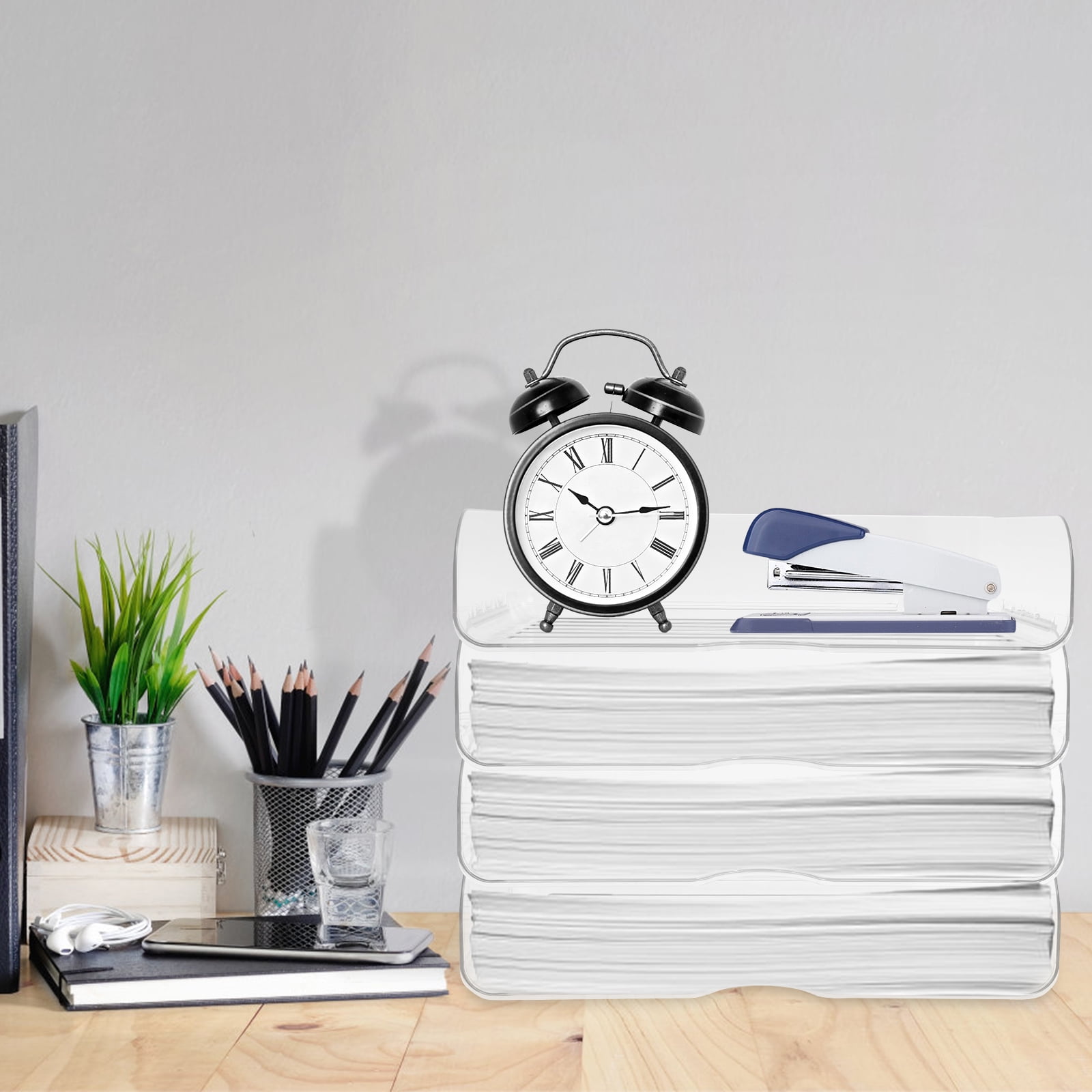 NUAHRHY 4 Tiers Paper Organizers Tray Stackable Desk Document Trays ...