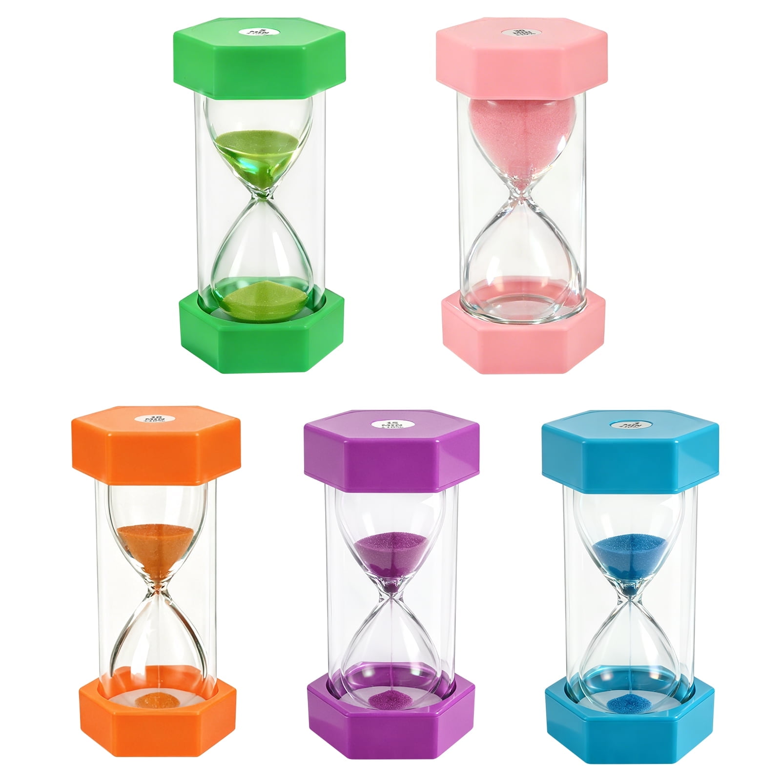 NUAHRHY 5 Pcs Colorful Hourglass, 3/5/10/15/30 Minutes Visual Sandglass ...
