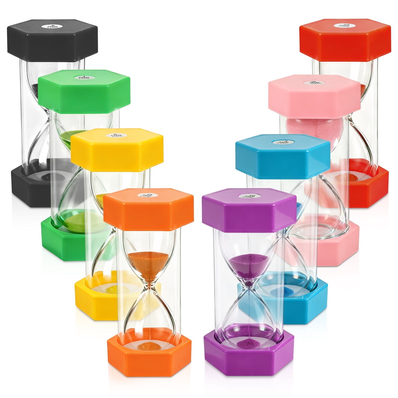 NUAHRHY 8 Pcs Colorful Hourglass, 1/3/5/8/10/15/20/30 Minutes Visual ...