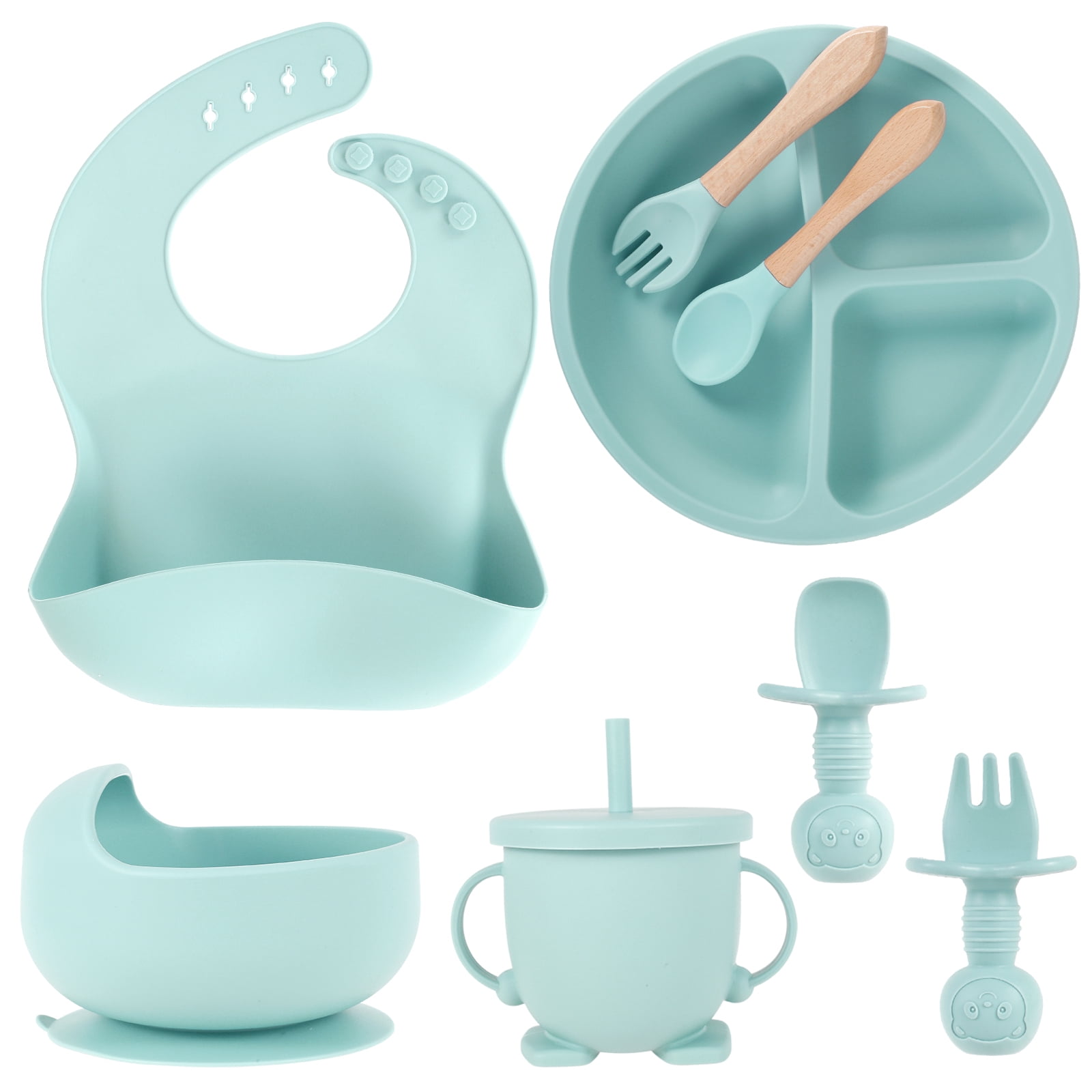 CIVG 8pcs Silicone Baby Feeding Set, Weaning Supplies, Suction Plate ...