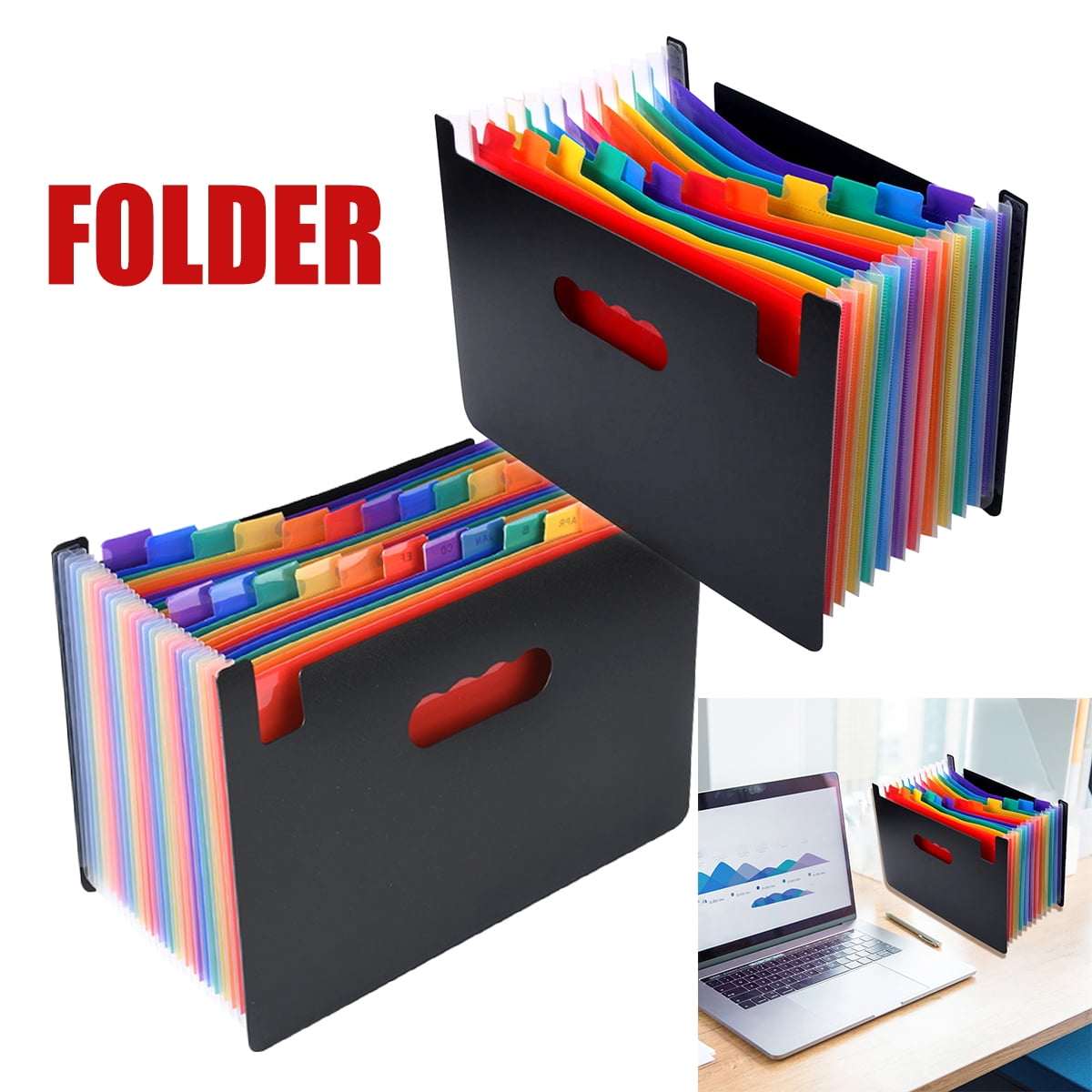 NUAHRHY Accordion File Organizer 12 Pockets Expanding File Folder ...