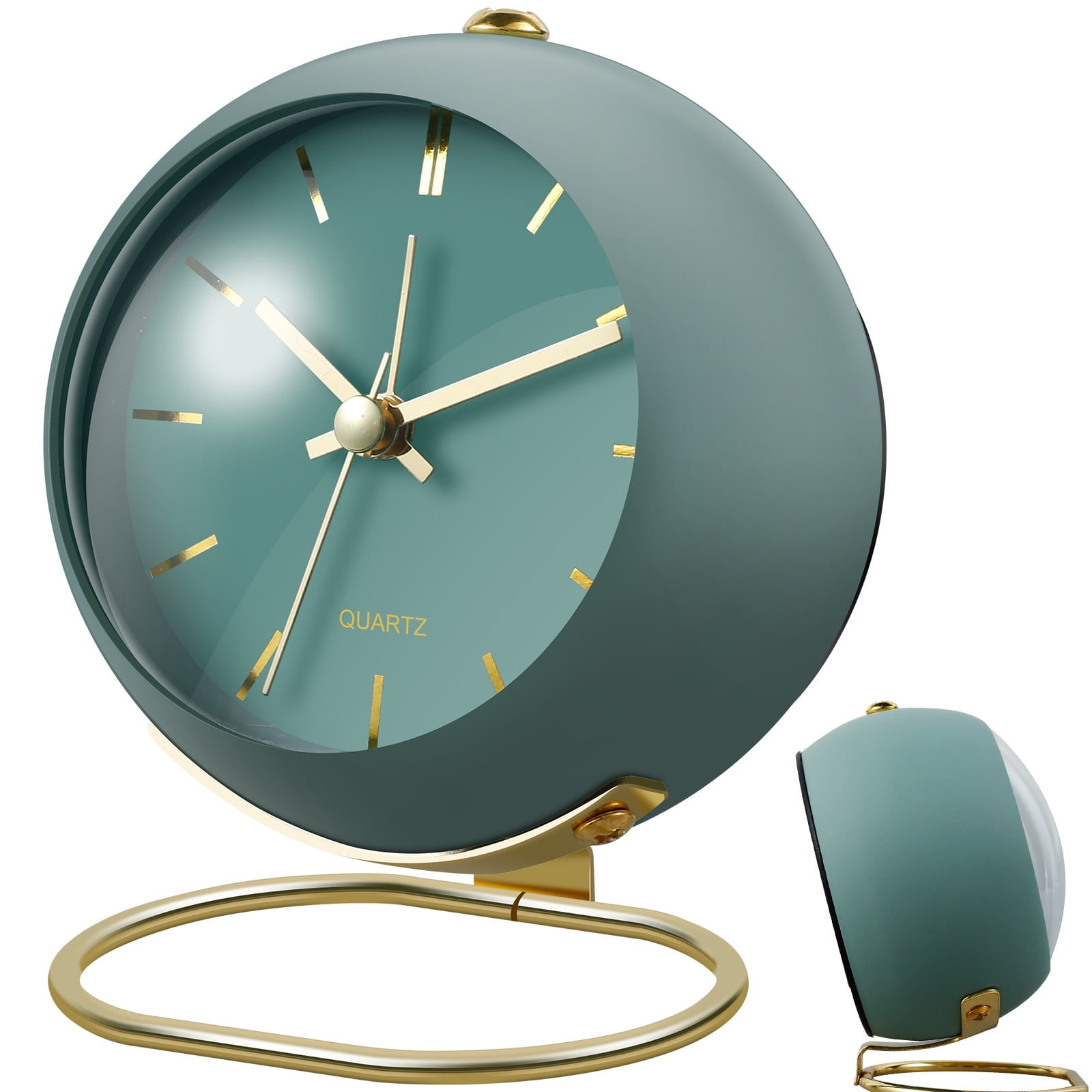 NUAHRHY Alarm Clocks Silent No Ticking Bedside Clock Retro Fashion Desk ...