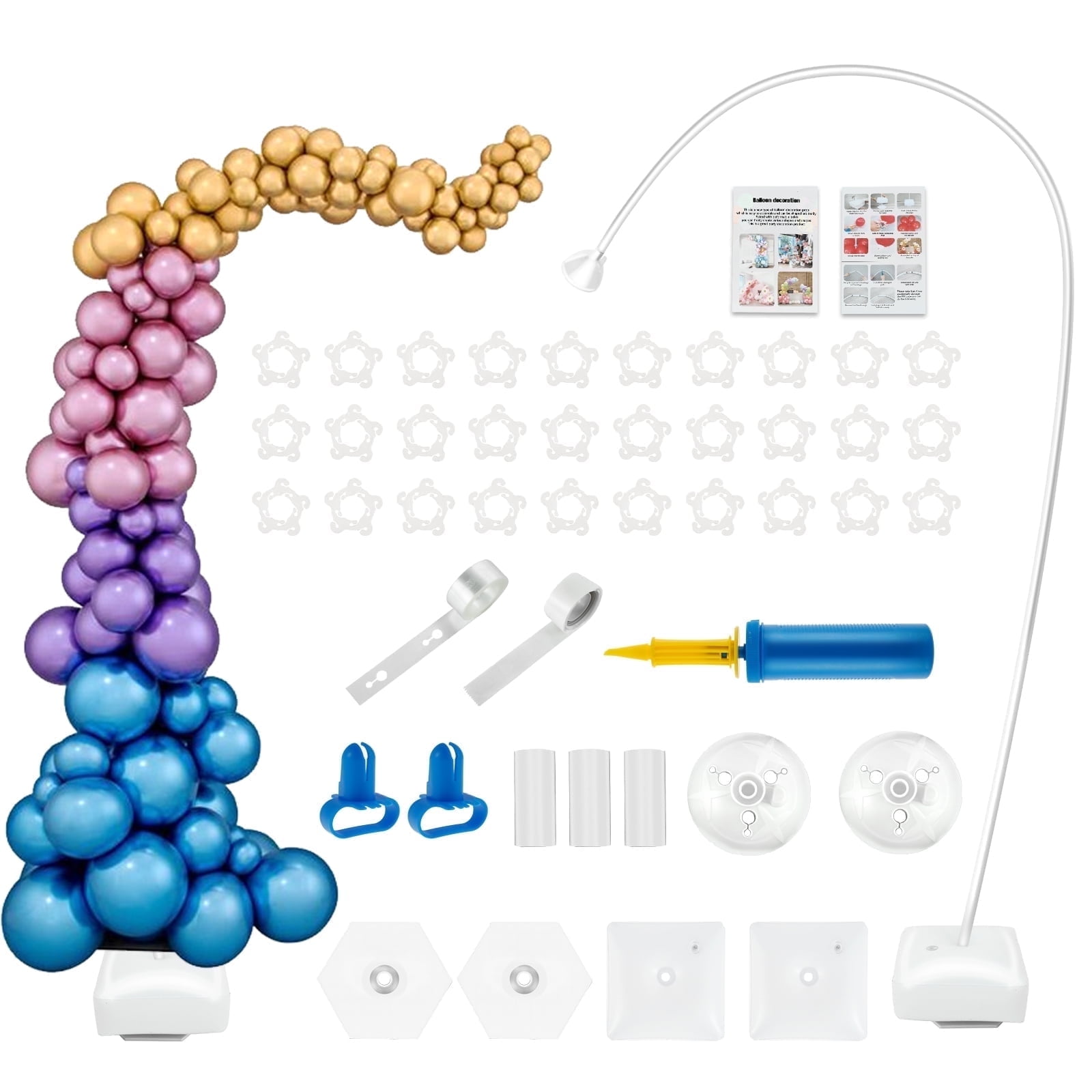 Jetclutch Reusable Balloon Stand Kit with Bendable Arch, Clips, Pump ...