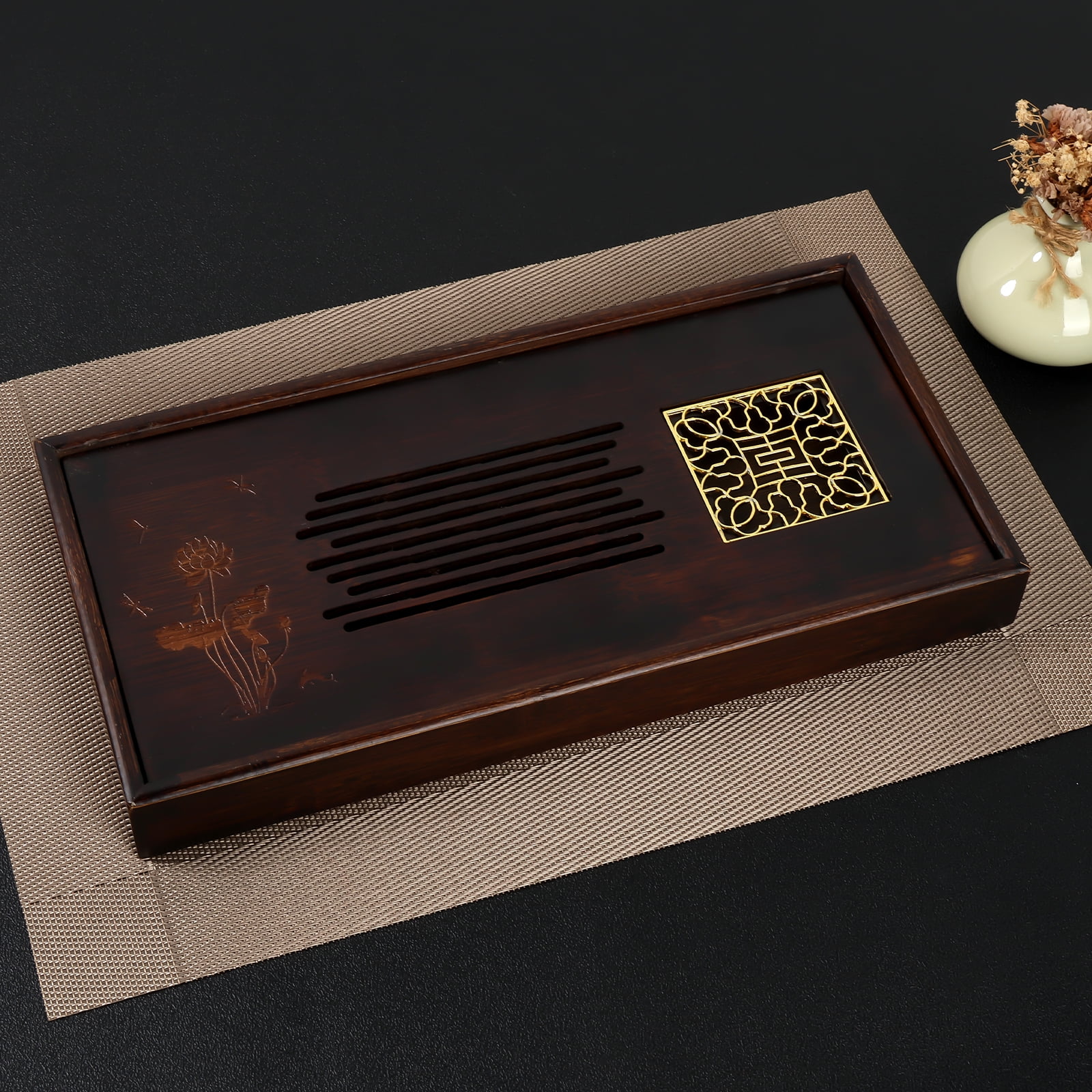 NUAHRHY Bamboo Tea Tray Portable Water Storage Tea Serving Tray ...