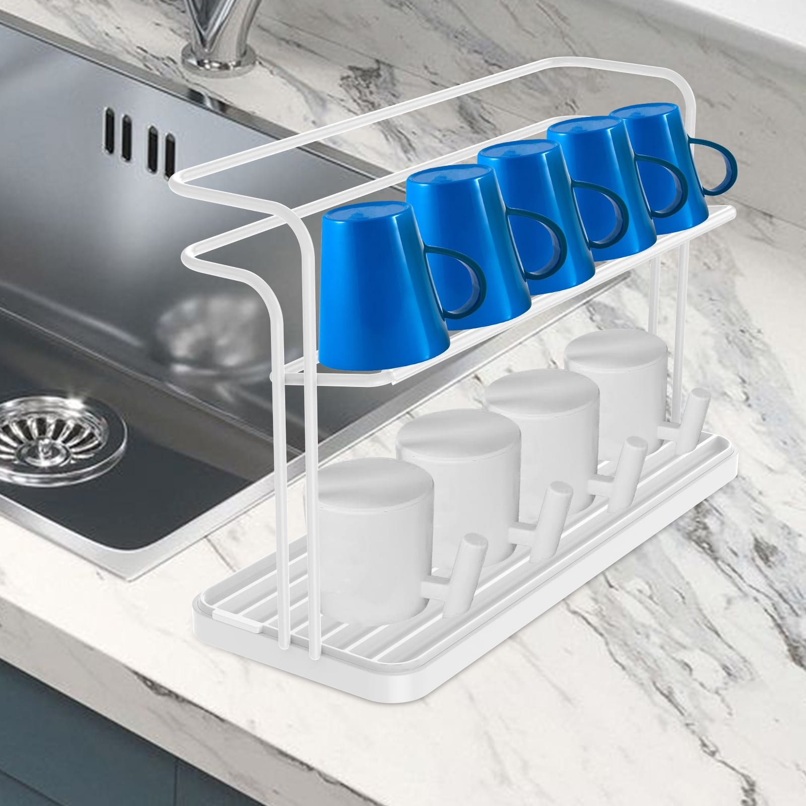 NUAHRHY Bottle Drying Rack with Removable Drain Tray 2 Layers Cup ...