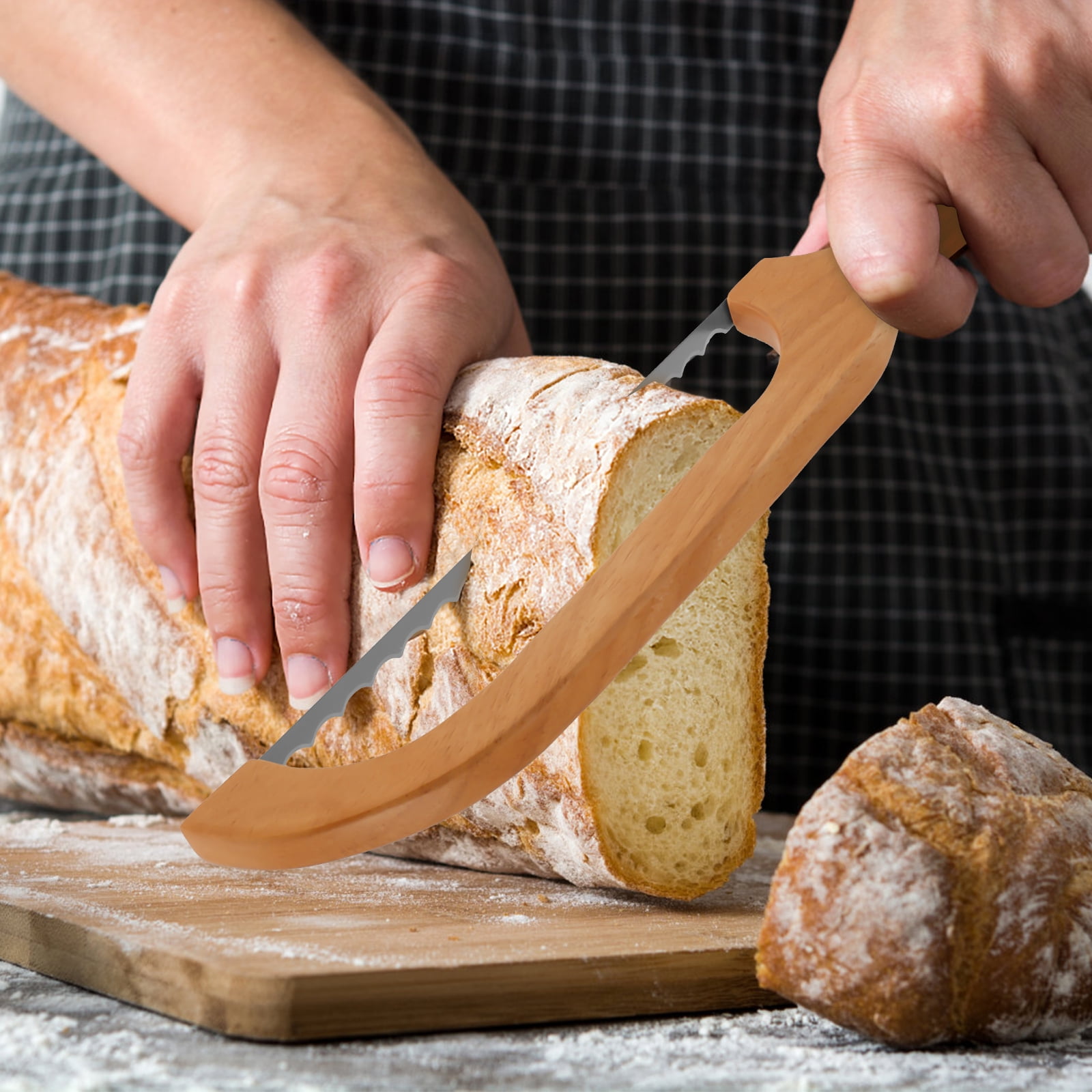NUAHRHY Bread Knife with 2 Extra Stainless Steel Serrated Blades ...