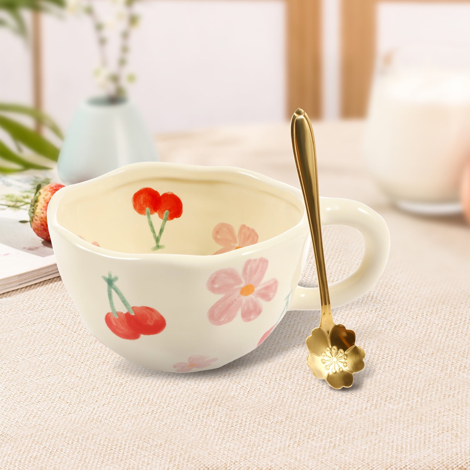 NUAHRHY Ceramic Tea Mug Smooth Vintage Mugs with Handle Cute Tea ...