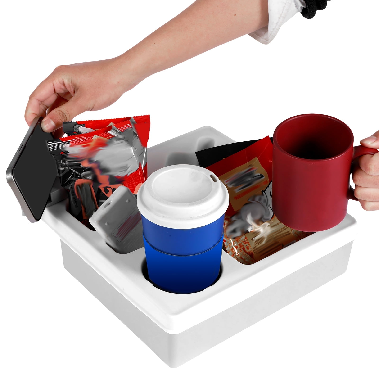 NUAHRHY Couch Cup Holder Soft Silicone Couch Caddy with Rotatable Phone ...