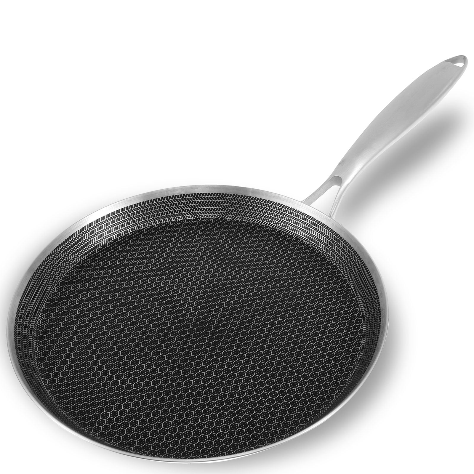 NUAHRHY Crepe Pan Nonstick Honeycomb Dosa Pan Stainless Steel Ergonomic ...