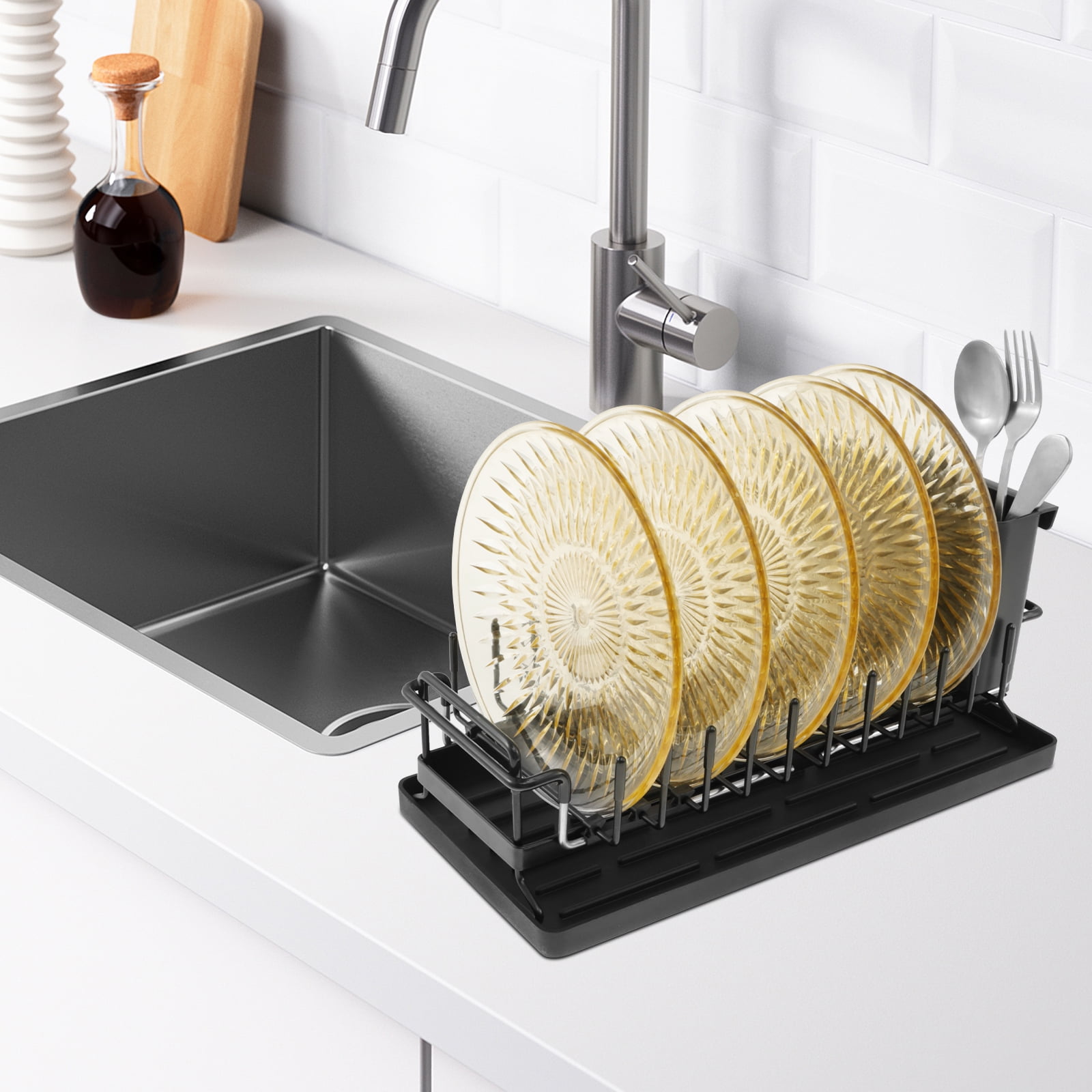 NUAHRHY Expandable Dish Drying Rack Carbon Steel Extendable Dish ...