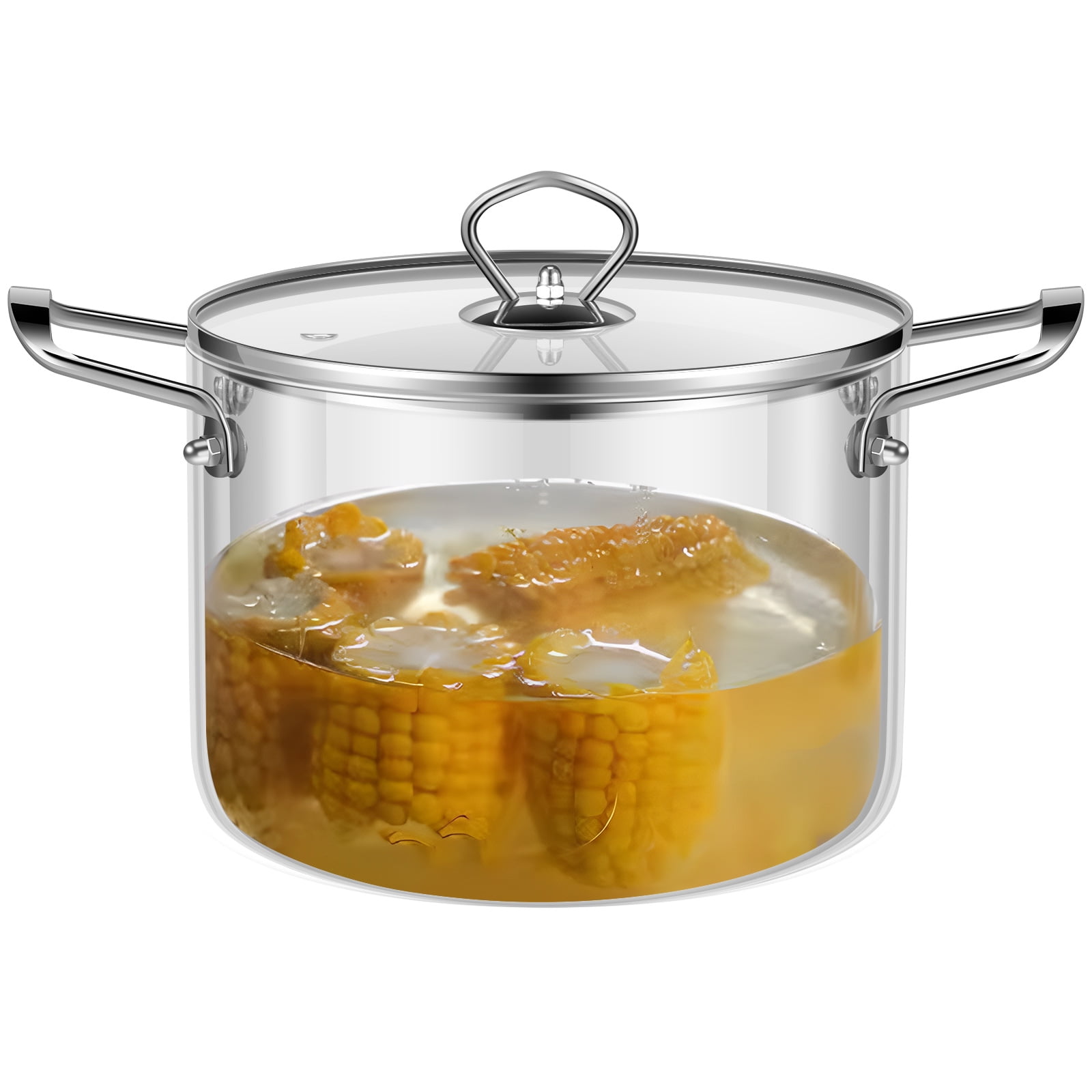 NUAHRHY Glass Cooking Pot 2.5L/3.5L Heat Resistant Simmer Pot Clear ...