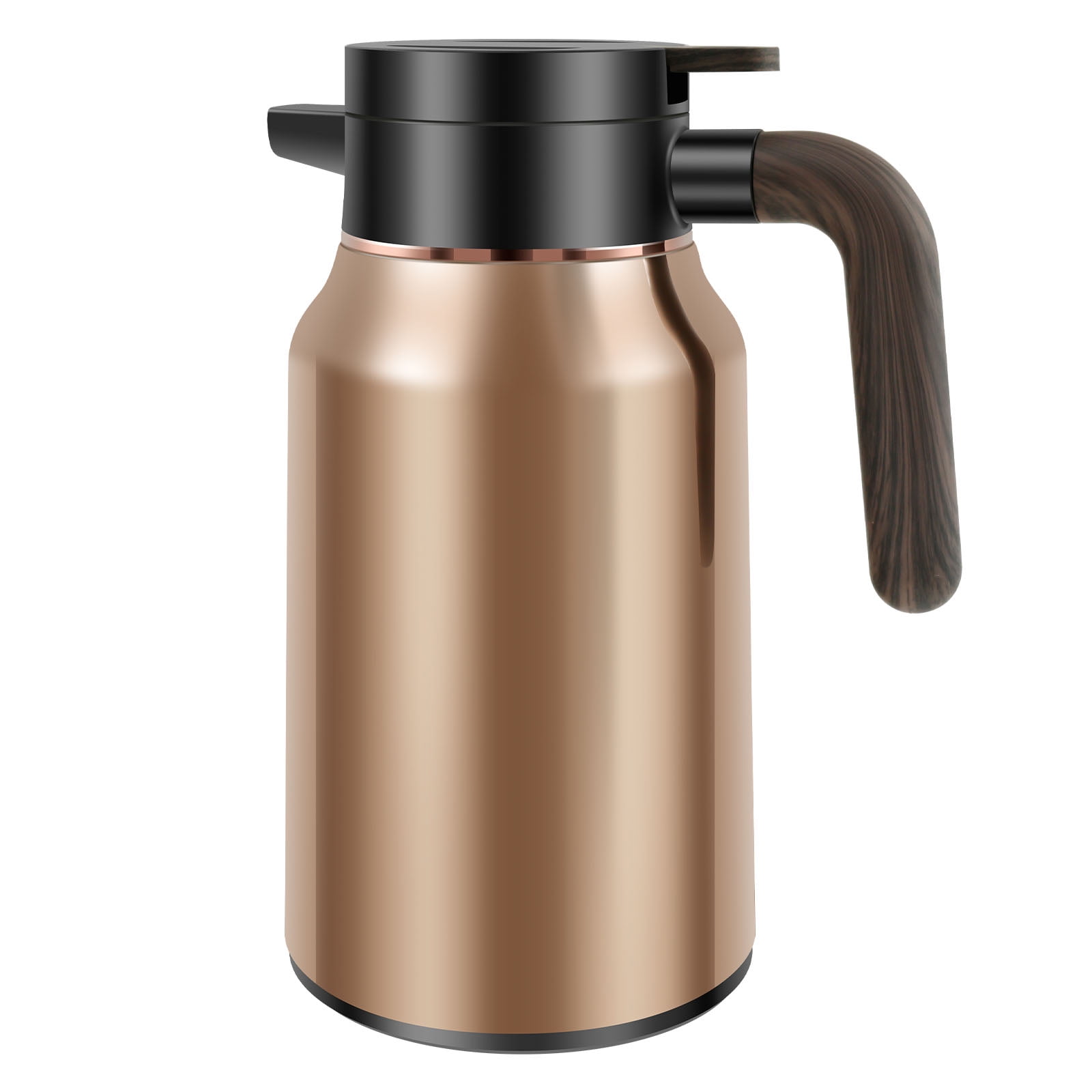 NUAHRHY Insulated Coffee Carafe with Wood Handle 36 Hours Coffee Dispenser 1.5L 304 Stainless ...