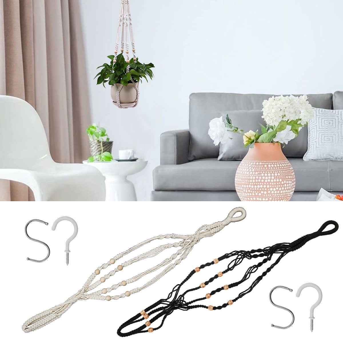 NUAHRHY Macrame Plant Hanger Net Hanging Planter Flower Pot Holders 35 ...