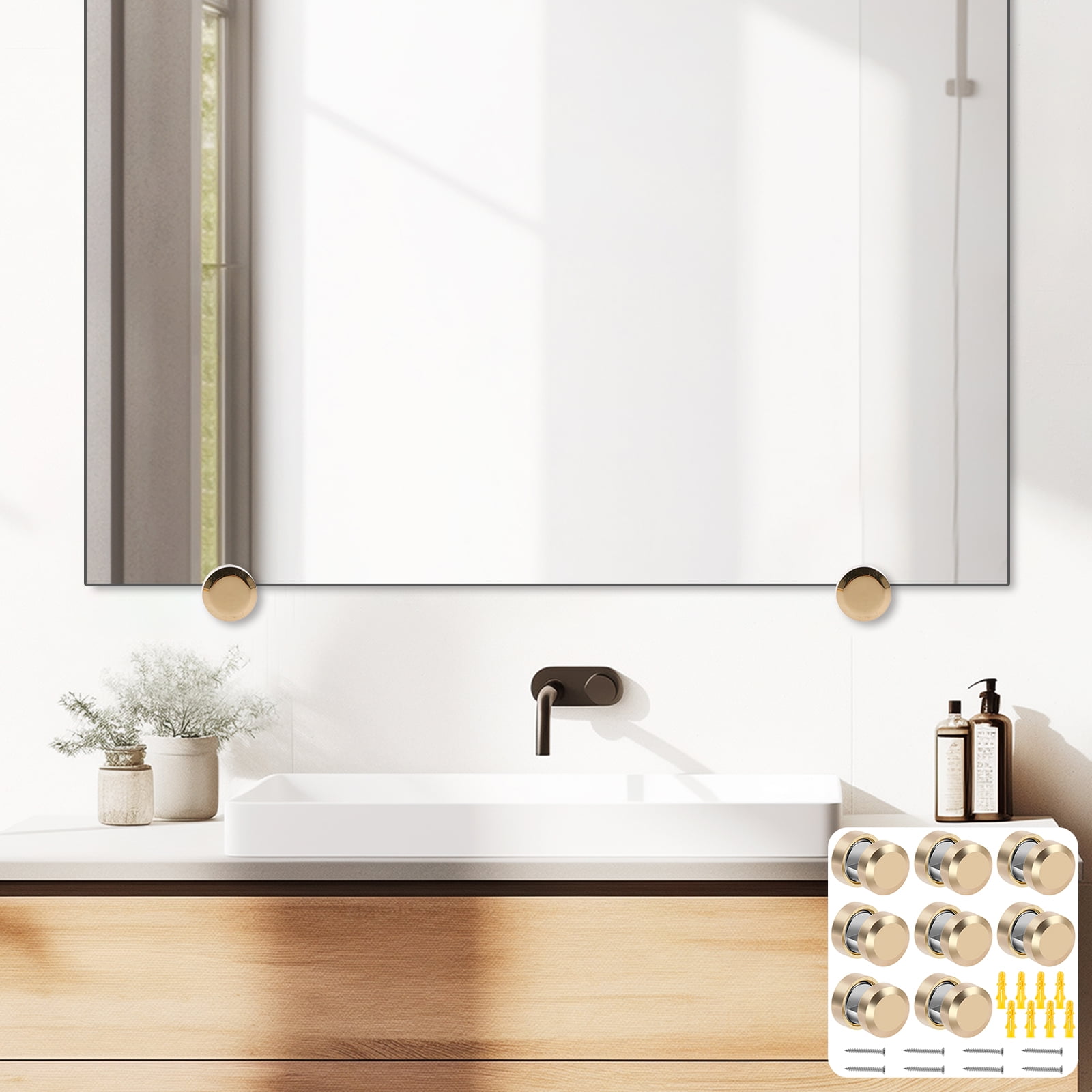 NUAHRHY Mirror Clips Solid Round Shape Mirrors Bracket Pretty Mirror ...