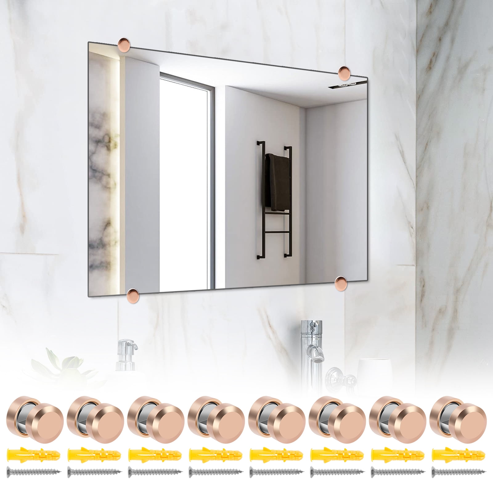 NUAHRHY Mirror Clips Solid Round Shape Mirrors Bracket Pretty Mirror ...