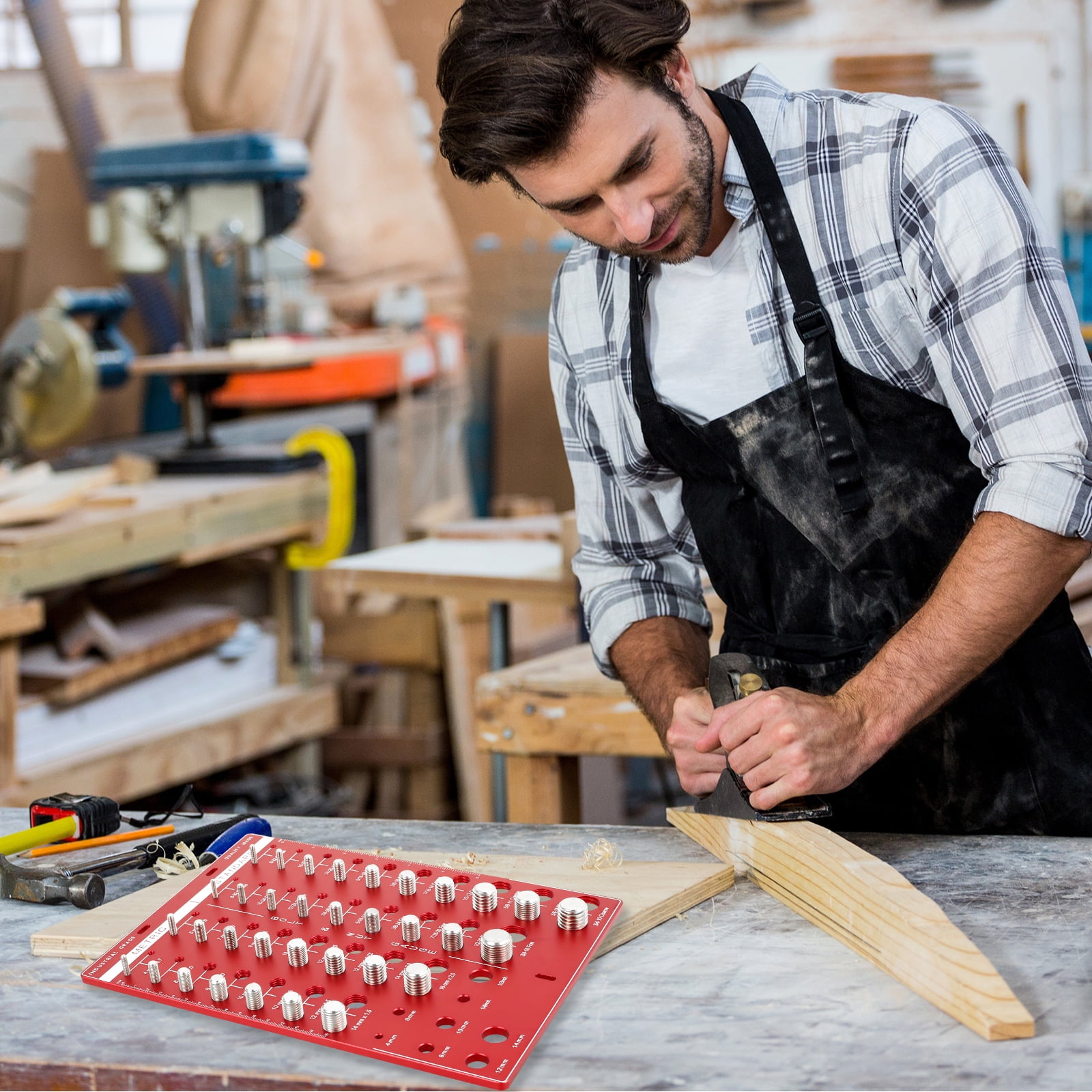 NUAHRHY Nut and Bolt Thread Checker 34 Thread Sizes Checker Aluminum ...