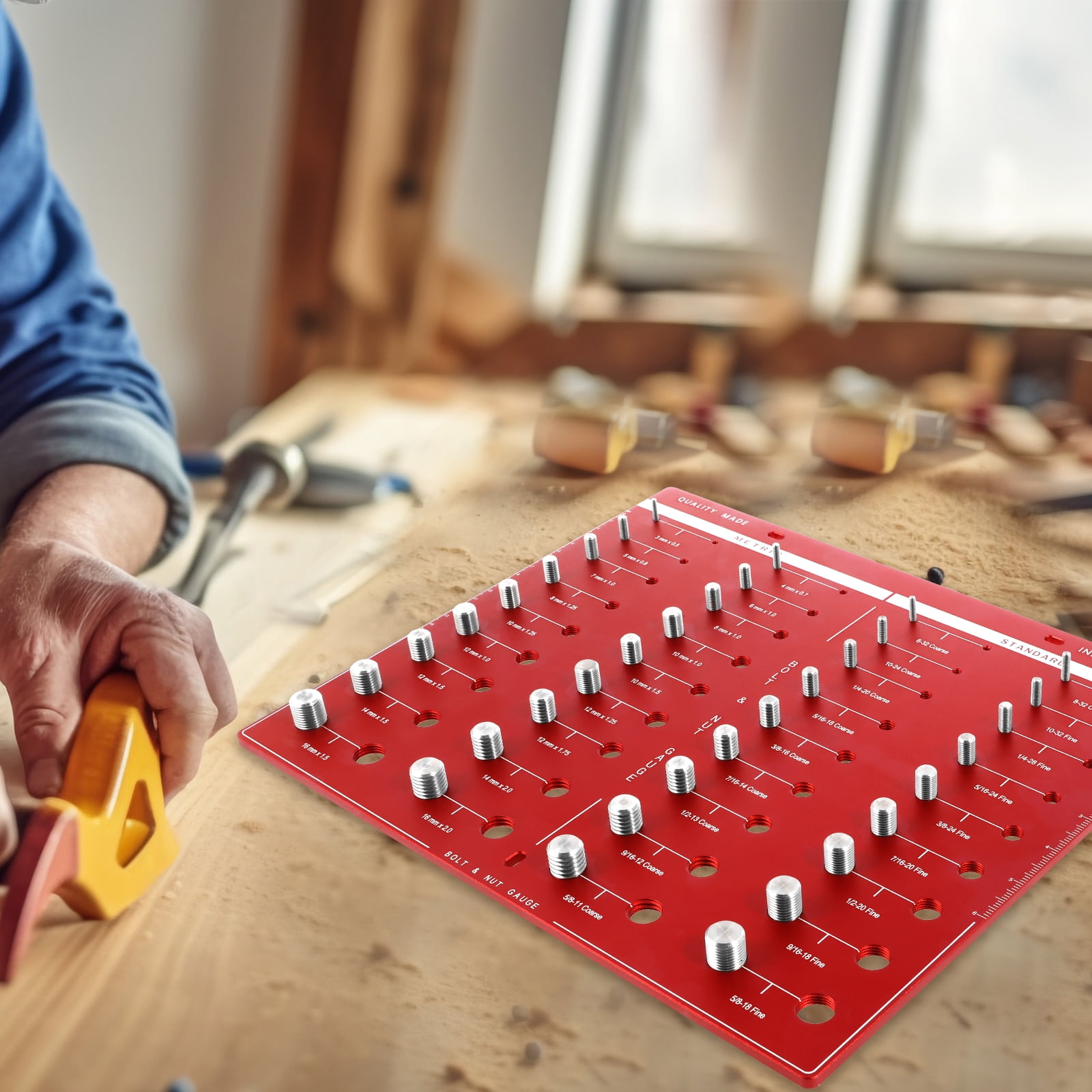 NUAHRHY Nut and Bolt Thread Checker 44 Thread Sizes Checker Aluminum ...