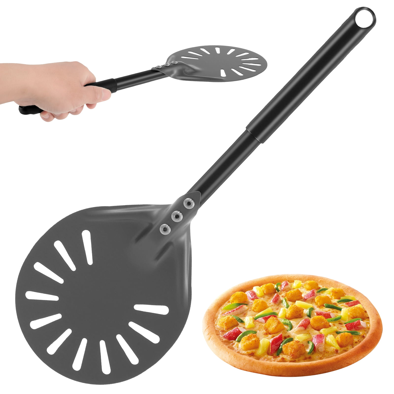 NUAHRHY Pizza Turning Peel with Long Handle Aluminum Pizza Peel Spinner ...