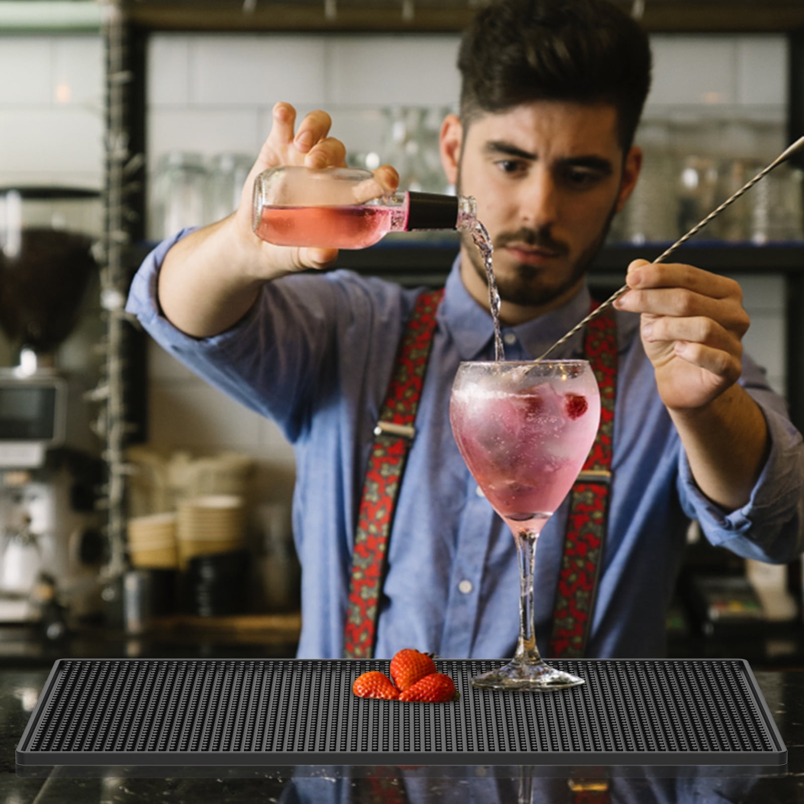 NUAHRHY Plastic Coffee Mat Large Rectangle Shape Coffee Bar Mat Anti ...