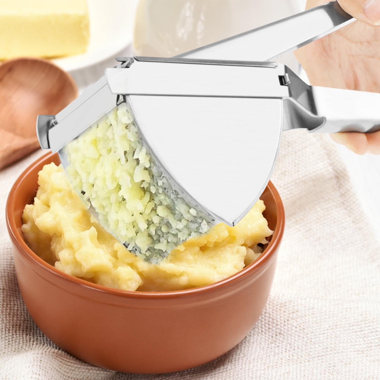 NUAHRHY Potato Ricer Heavy Duty Stainless Steel Potato Masher Manual ...