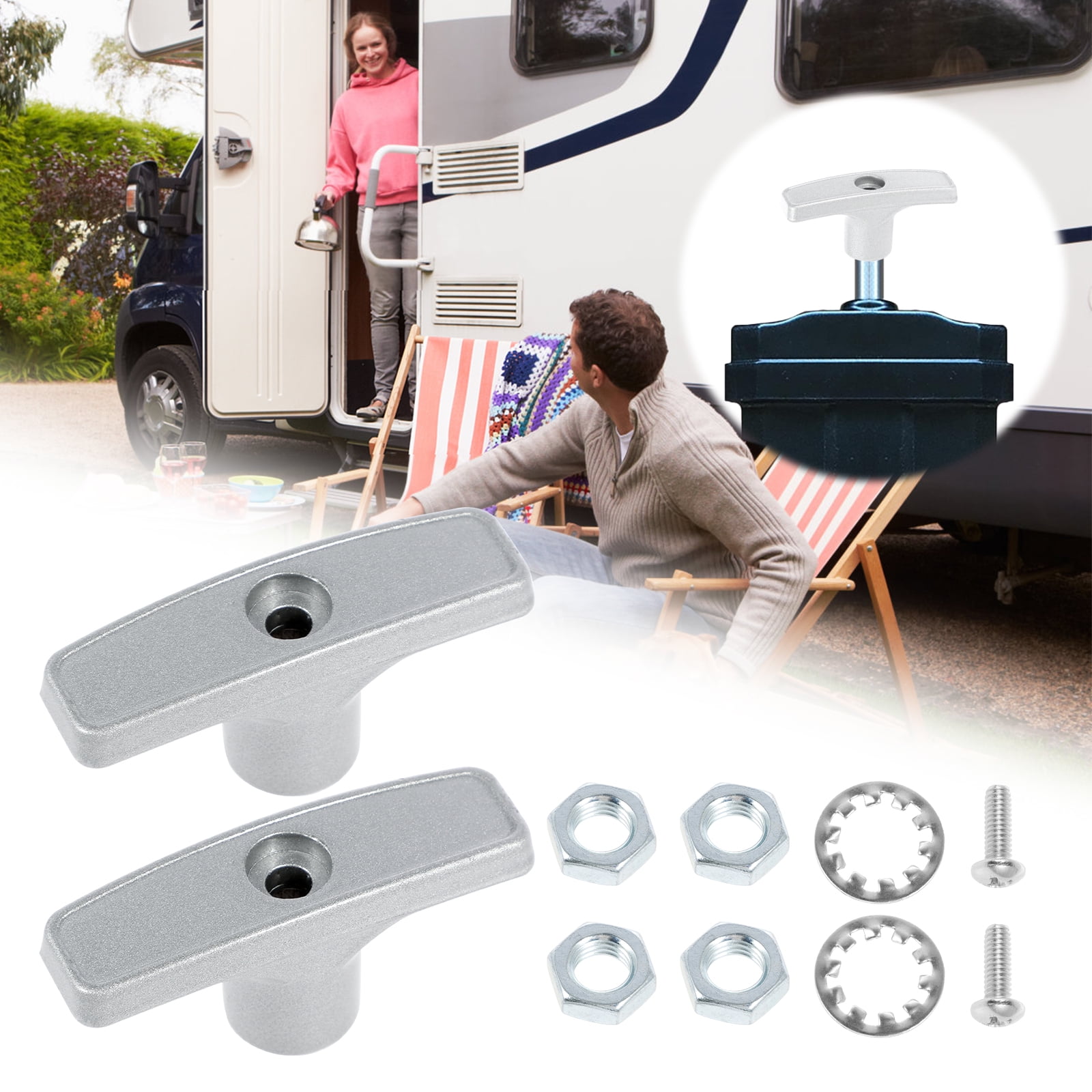 NUAHRHY RV Waste Valve Handles With Nuts Screws Gaskets Nylon Plastic ...