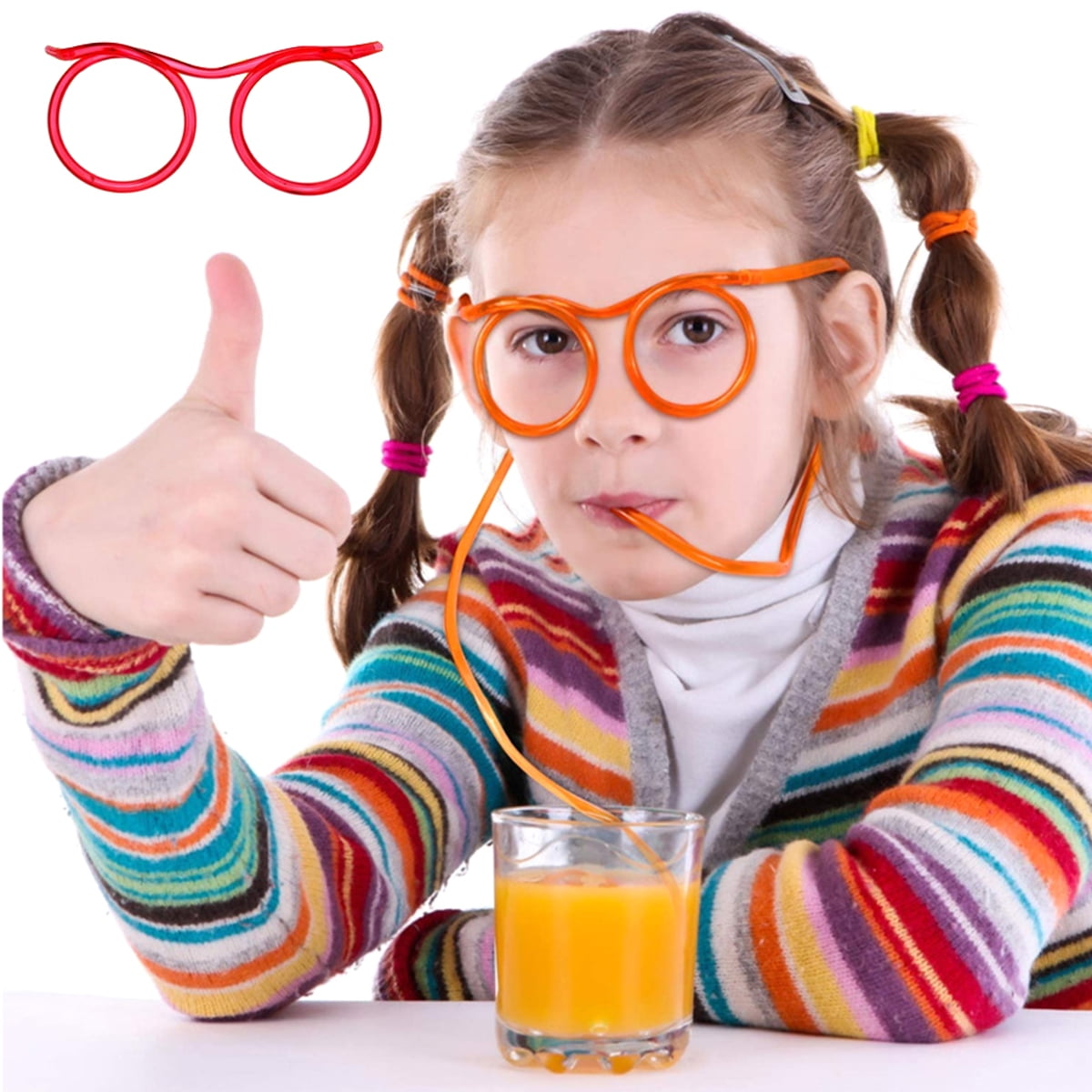 NUAHRHY Silly Straw Glasses for Children Fun Loop Drinking Straw Eye ...