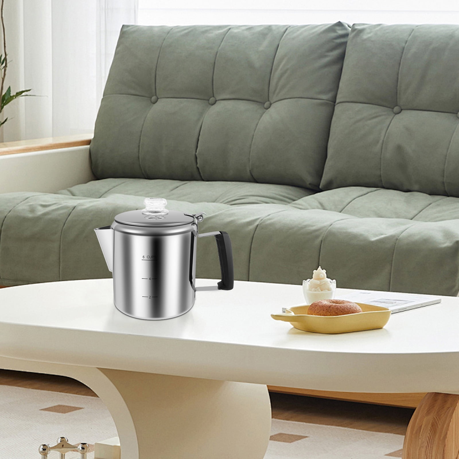 NUAHRHY Stainless Steel Coffee Percolator Camping 6 Cup Portable Coffee ...