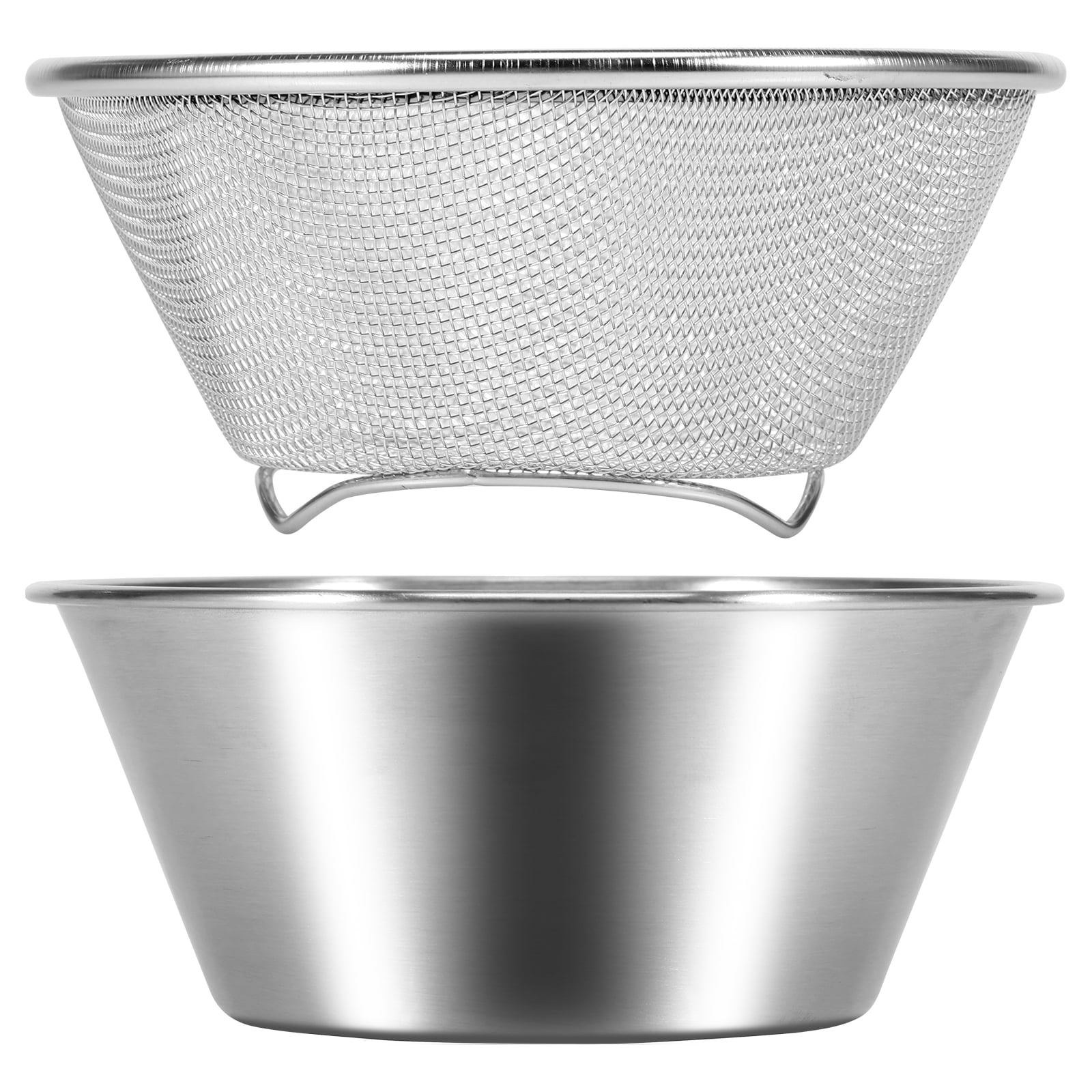 NUAHRHY Stainless Steel Colander Set for Draining Rice Perforated Mesh ...