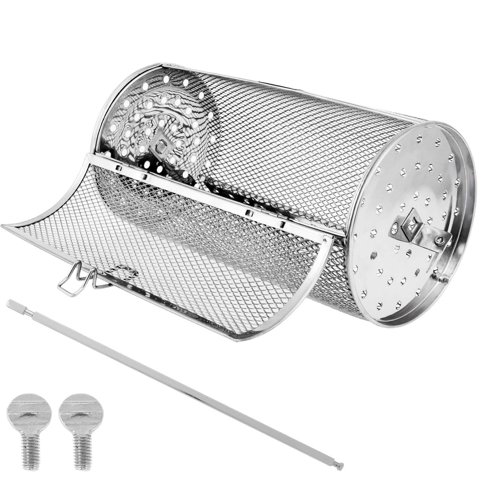 NUAHRHY Stainless Steel Rotating Grill Basket for Vegetable Fries Fish ...