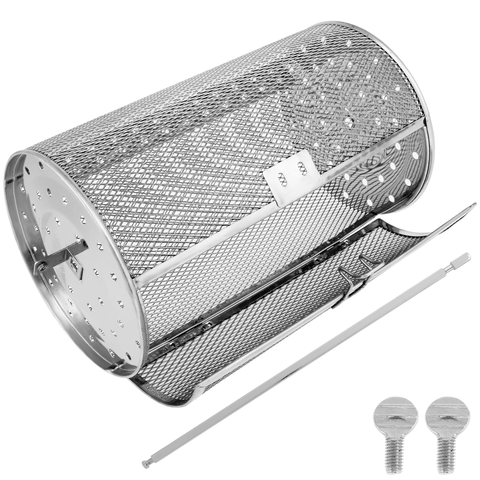 NUAHRHY Stainless Steel Rotating Grill Basket for Vegetable Fries Fish ...