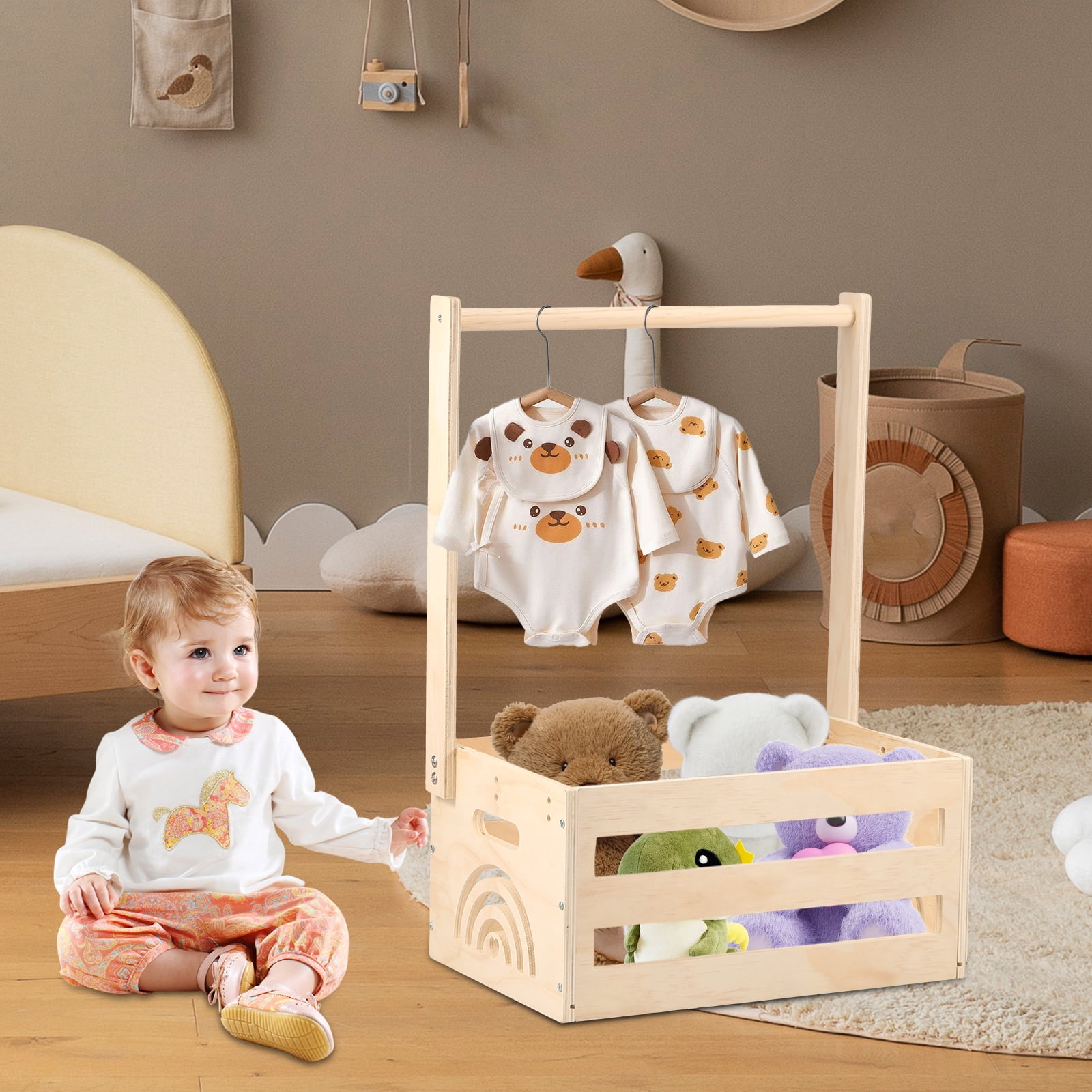 NUAHRHY Sturdy Wooden Baby Shower Crate Closet Large Capacity Baby ...