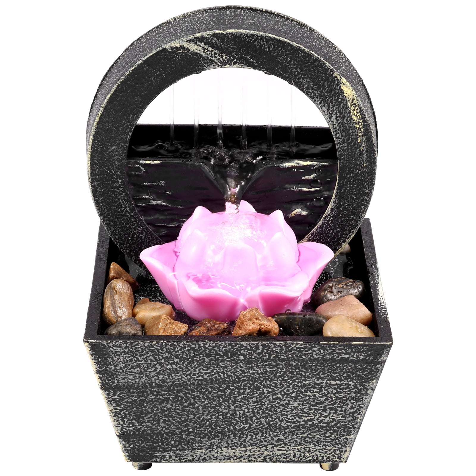 NUAHRHY Tabletop Fountain with Light Battery/USB Operated Mini Indoor ...