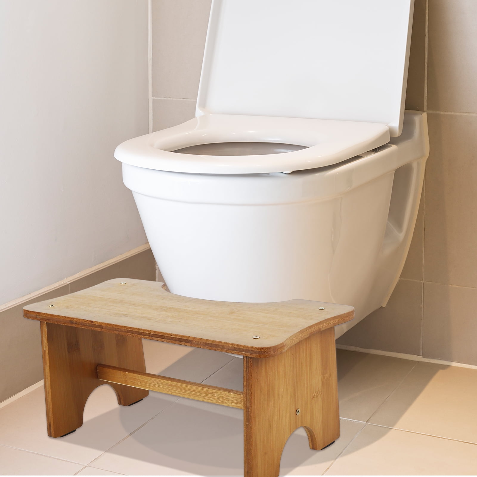 NUAHRHY Toilet Footstool Bamboo Toilet Squat Stool C Shaped Poop Stool ...