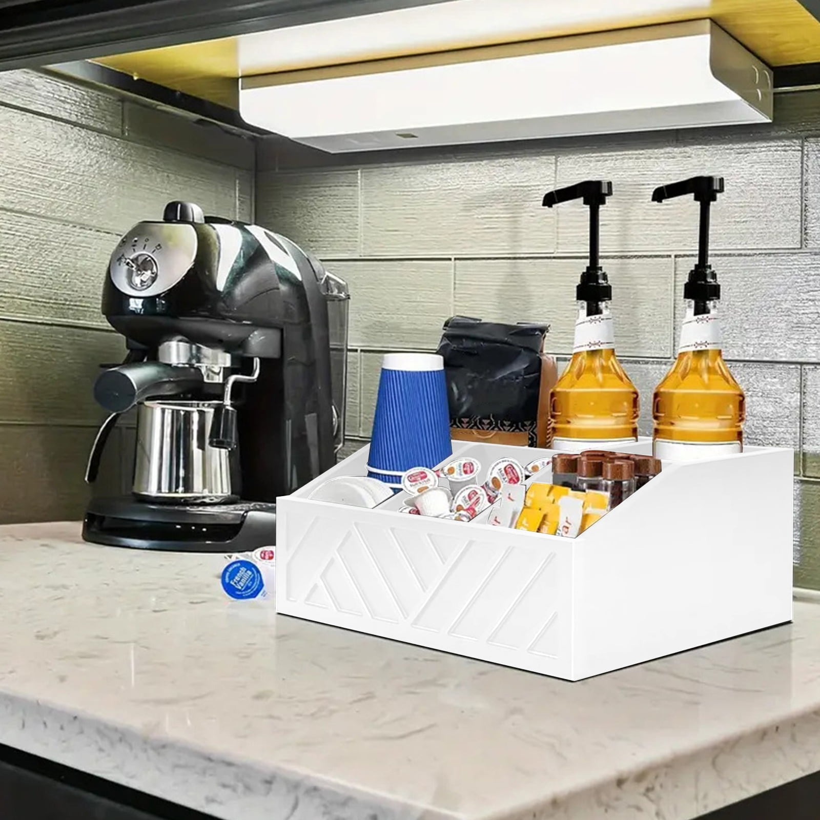 NUAHRHY Wood Paper Plate Dispenser for Kitchen Counter 6 Compartments ...