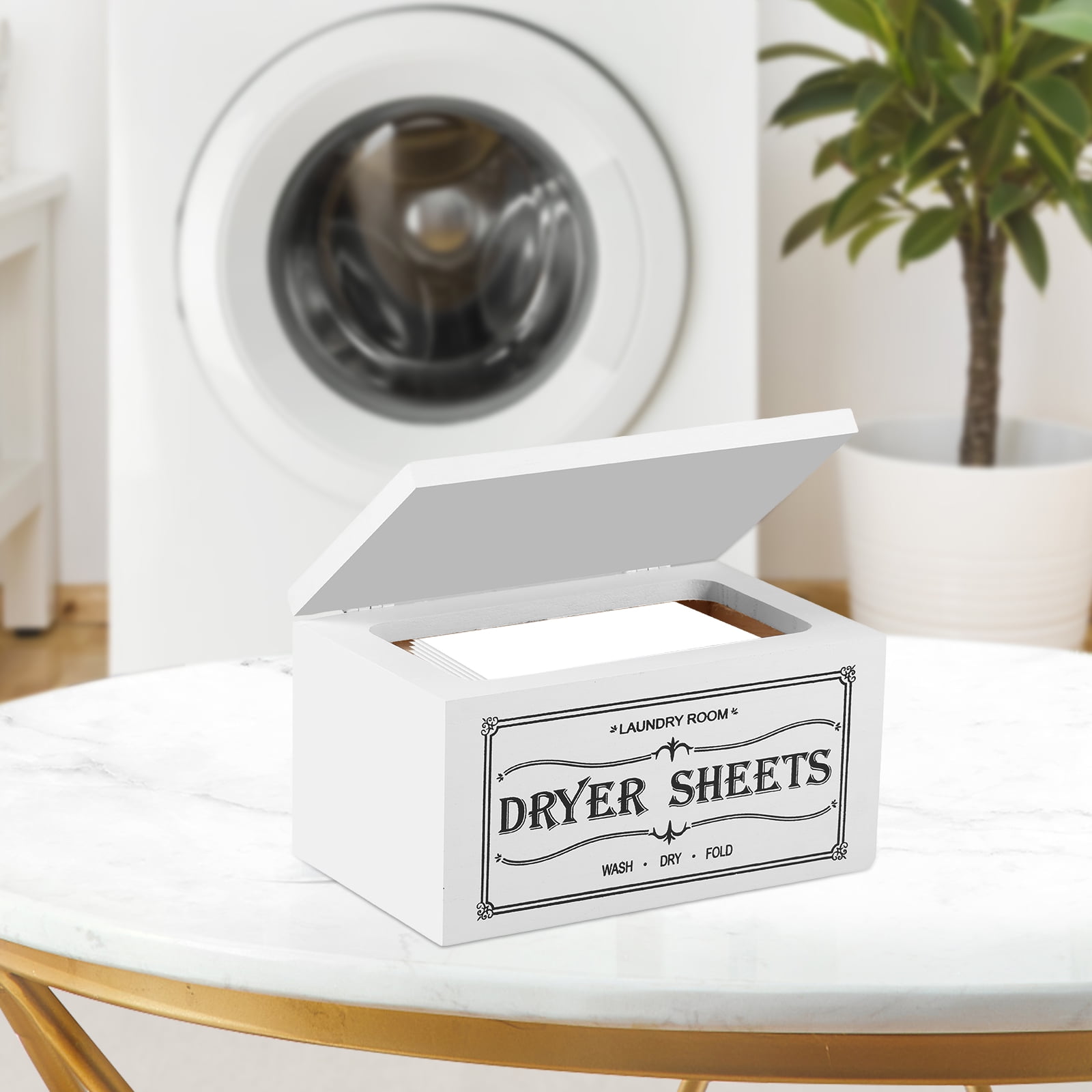 NUAHRHY Wooden Dryer Sheet Holder With Lid Large Capacity Dustproof ...