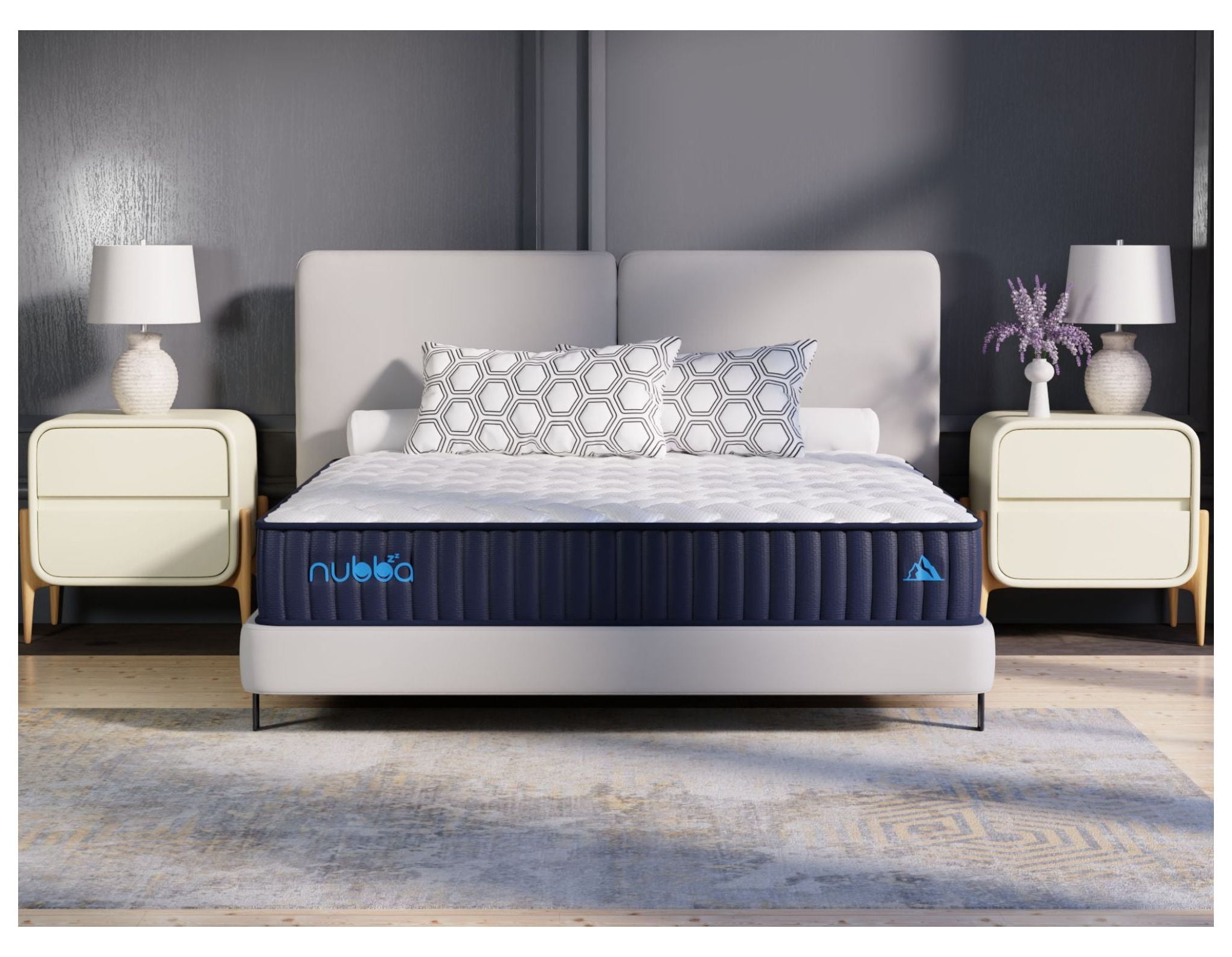 NUBBA 12" QUEEN SIZE PREMIER LUXURY MATTRESS - FIRM White + Memory Foam ...