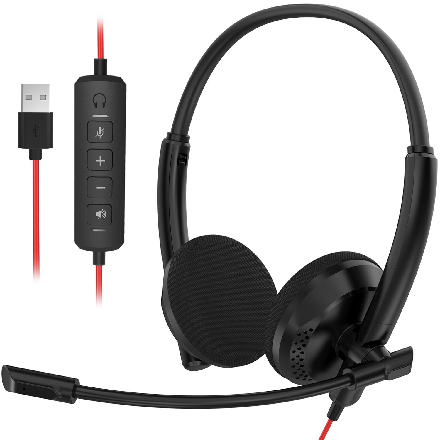 NUBWO HW03 USB Headset with Noise Canceling Microphone for PC, in-line ...