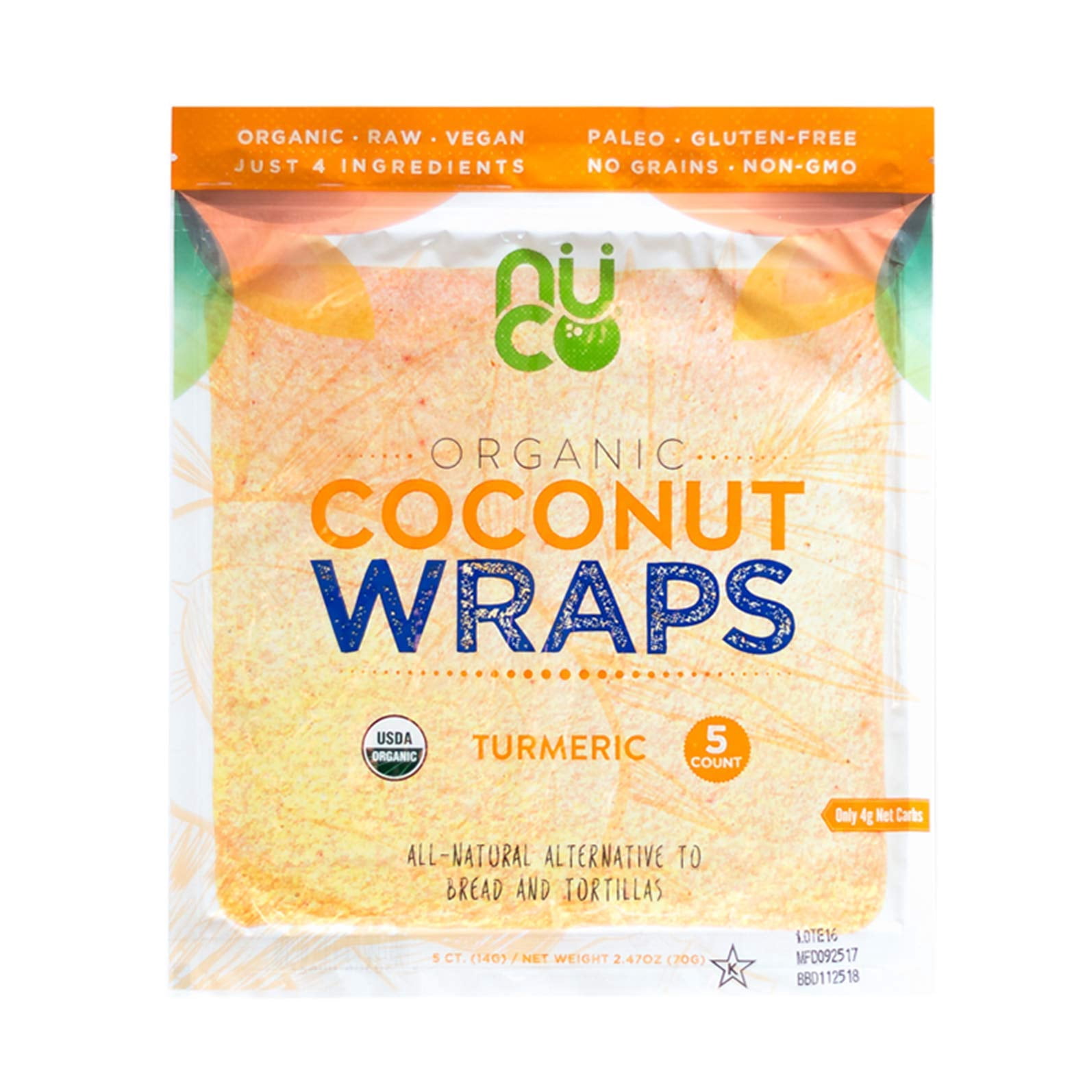 NUCO Certified ORGANIC Paleo SSF20 Gluten Free Vegan "Turmeric" Coconut ...