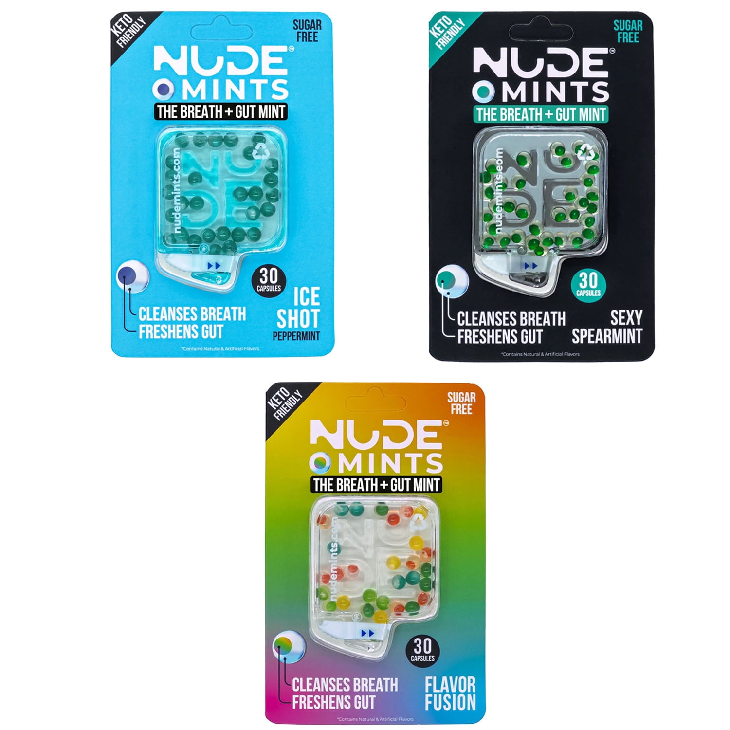 NUDE 6 pack of Mints Assorty 30 capsules l Gut Mints for Digestive ...