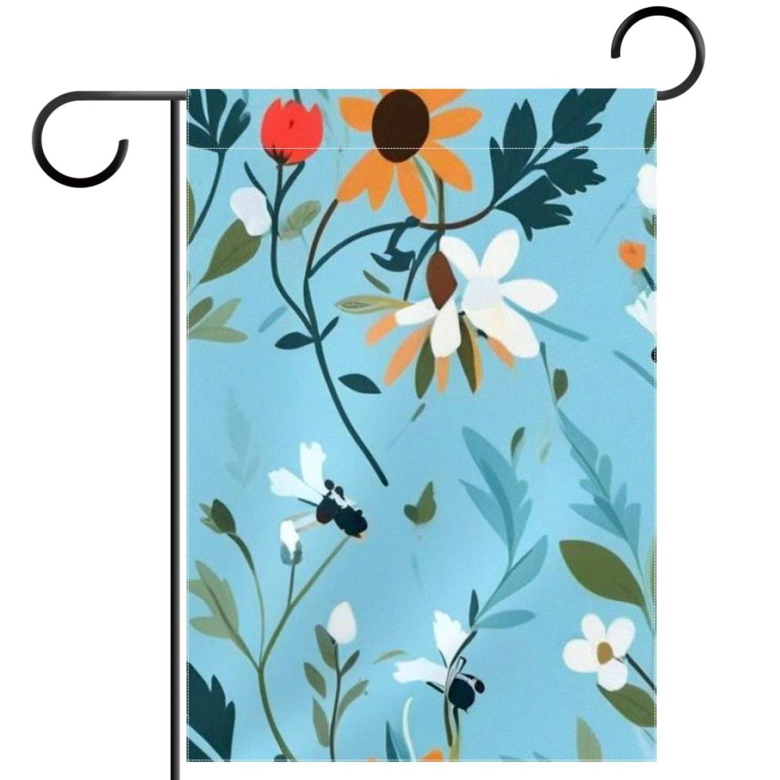 NUEAHEDN Aesthetic Colored Flowers Flags for Outside Decoration, Yard ...