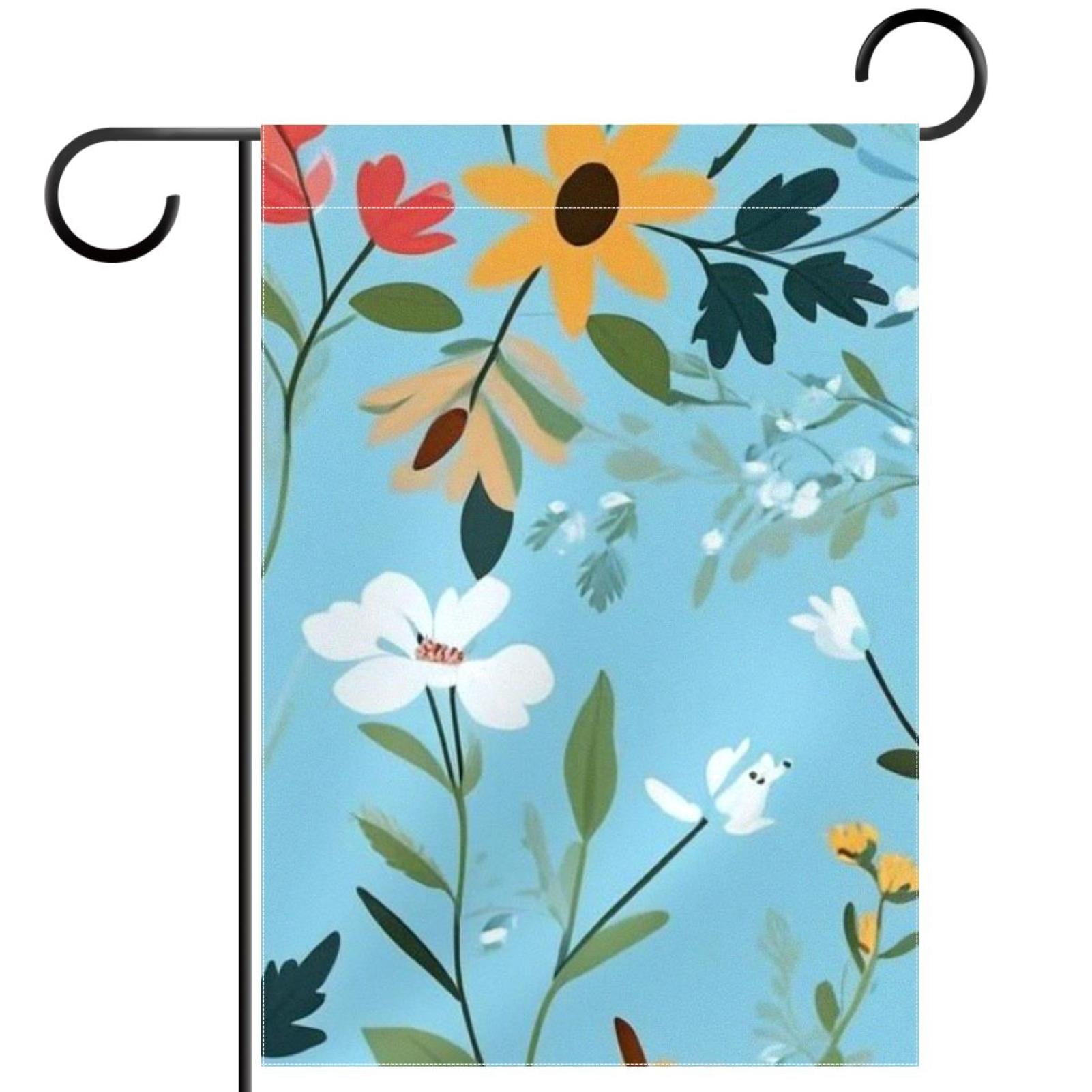 NUEAHEDN Aesthetic Colored Flowers Flags for Outside Decoration, Yard ...