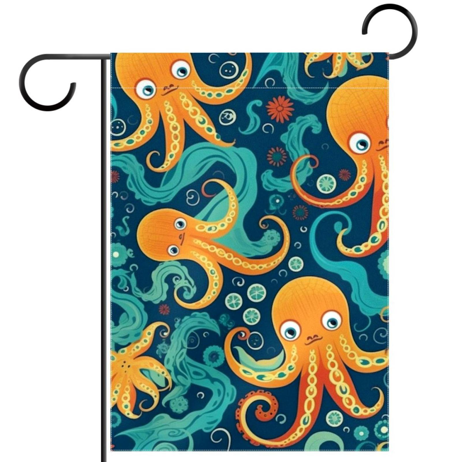 NUEAHEDN Cartoon Octopus Flags for Outside Decoration, Yard Outdoor ...
