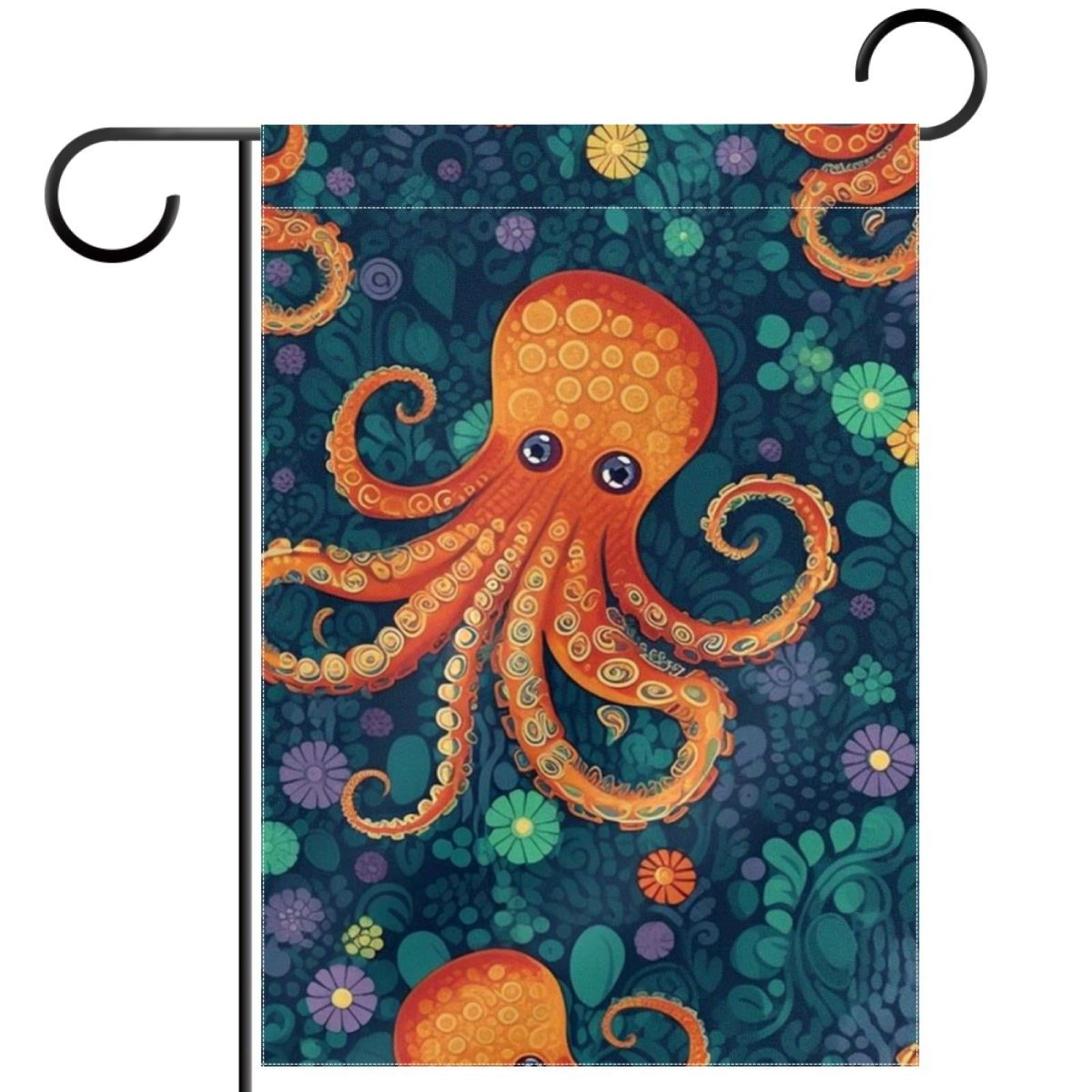 NUEAHEDN Cartoon Octopus Flags for Outside Decoration, Yard Outdoor ...