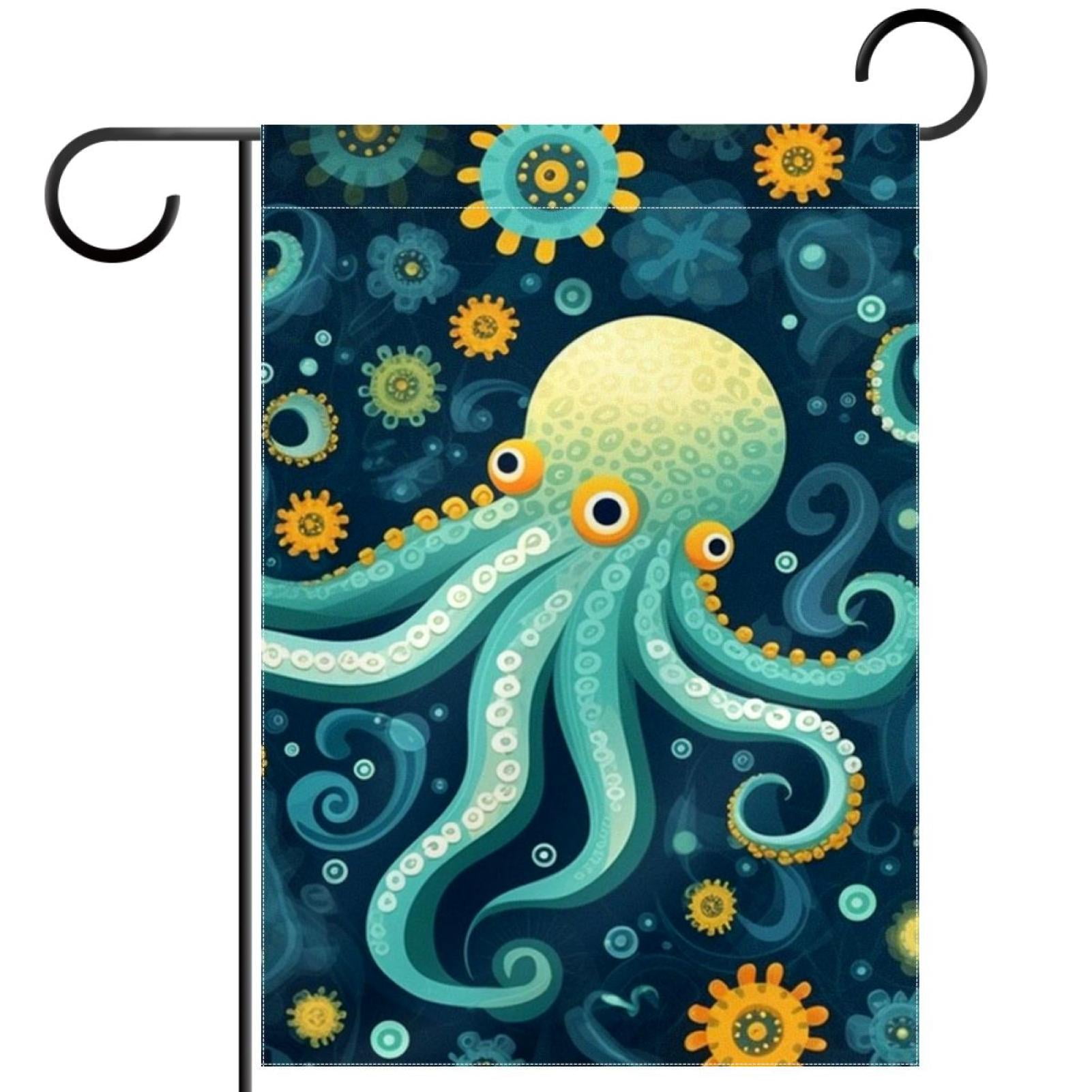 NUEAHEDN Cartoon Octopus Garden Flag for Outside,28x40 Inch Dual Layers ...