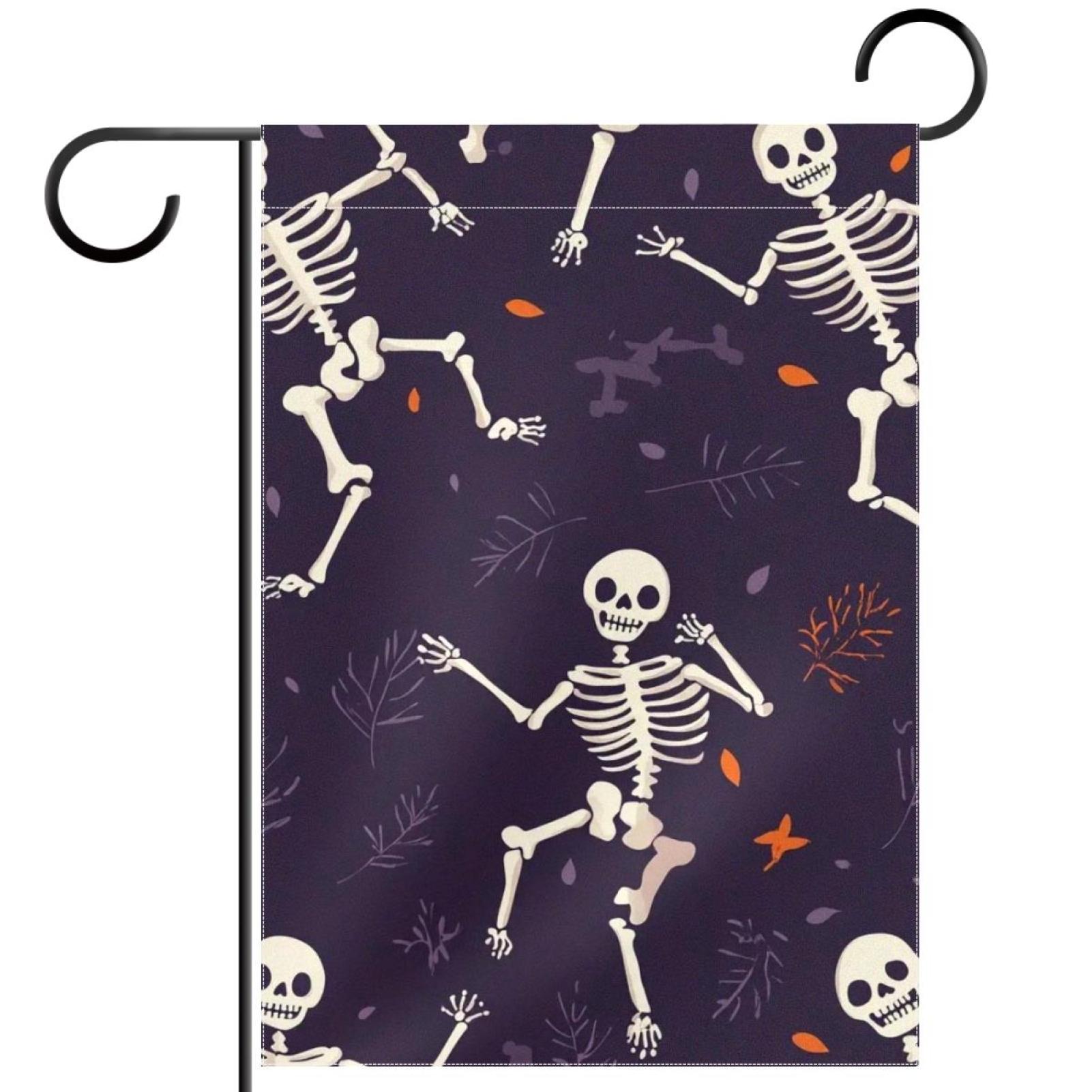 NUEAHEDN Halloween Skeleton Flags for Outside Decoration, Yard Outdoor ...