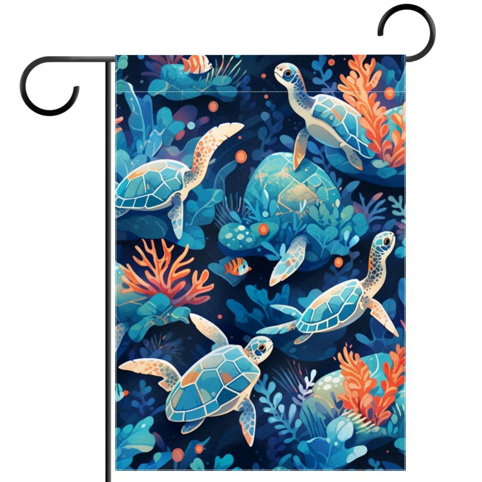 NUEAHEDN Marine Coral Turtle Flags for Outside Decoration, Yard Outdoor ...