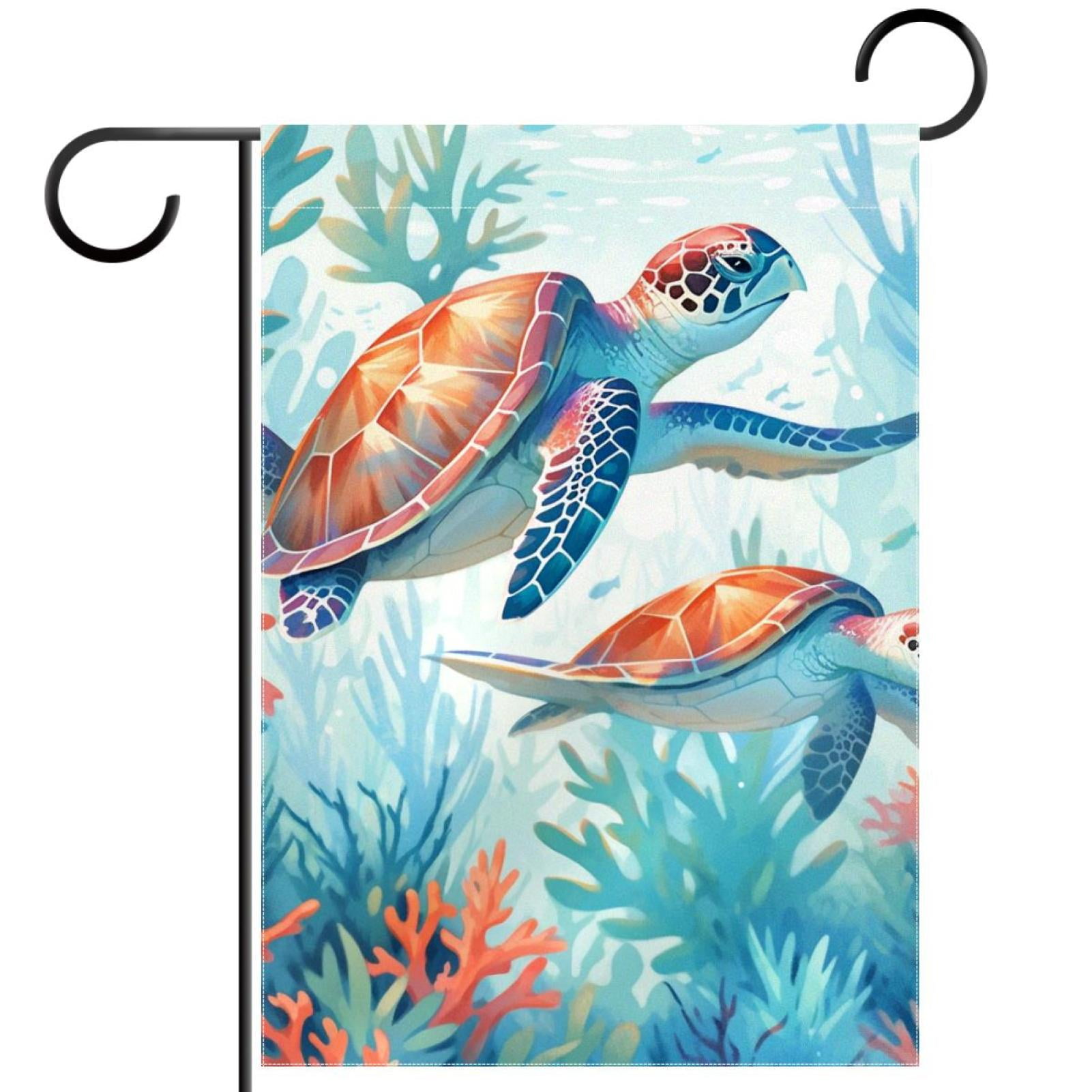 NUEAHEDN Ocean Turtle Flags for Outside Decoration, Yard Outdoor Decor ...
