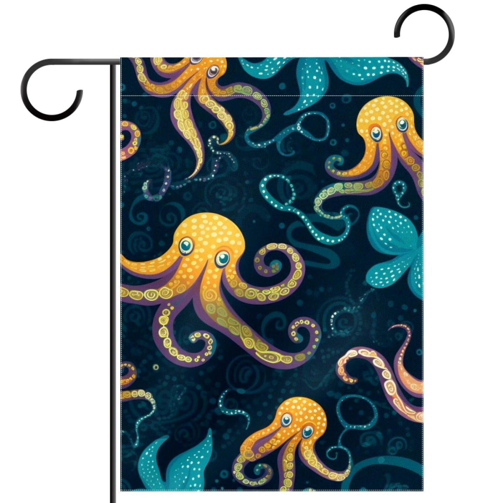 NUEAHEDN Octopus Art Flags for Outside Decoration, Yard Outdoor Decor ...