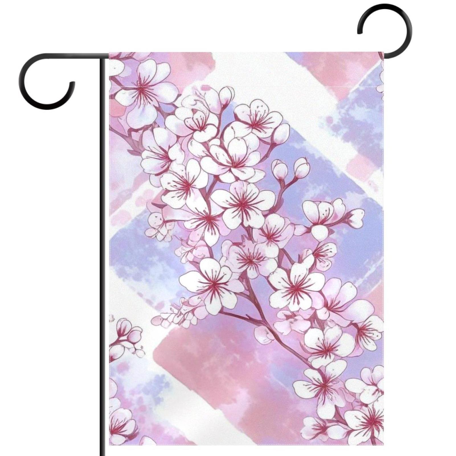 NUEAHEDN Pink Cherry Blossoms Flags for Outside Decoration, Yard ...